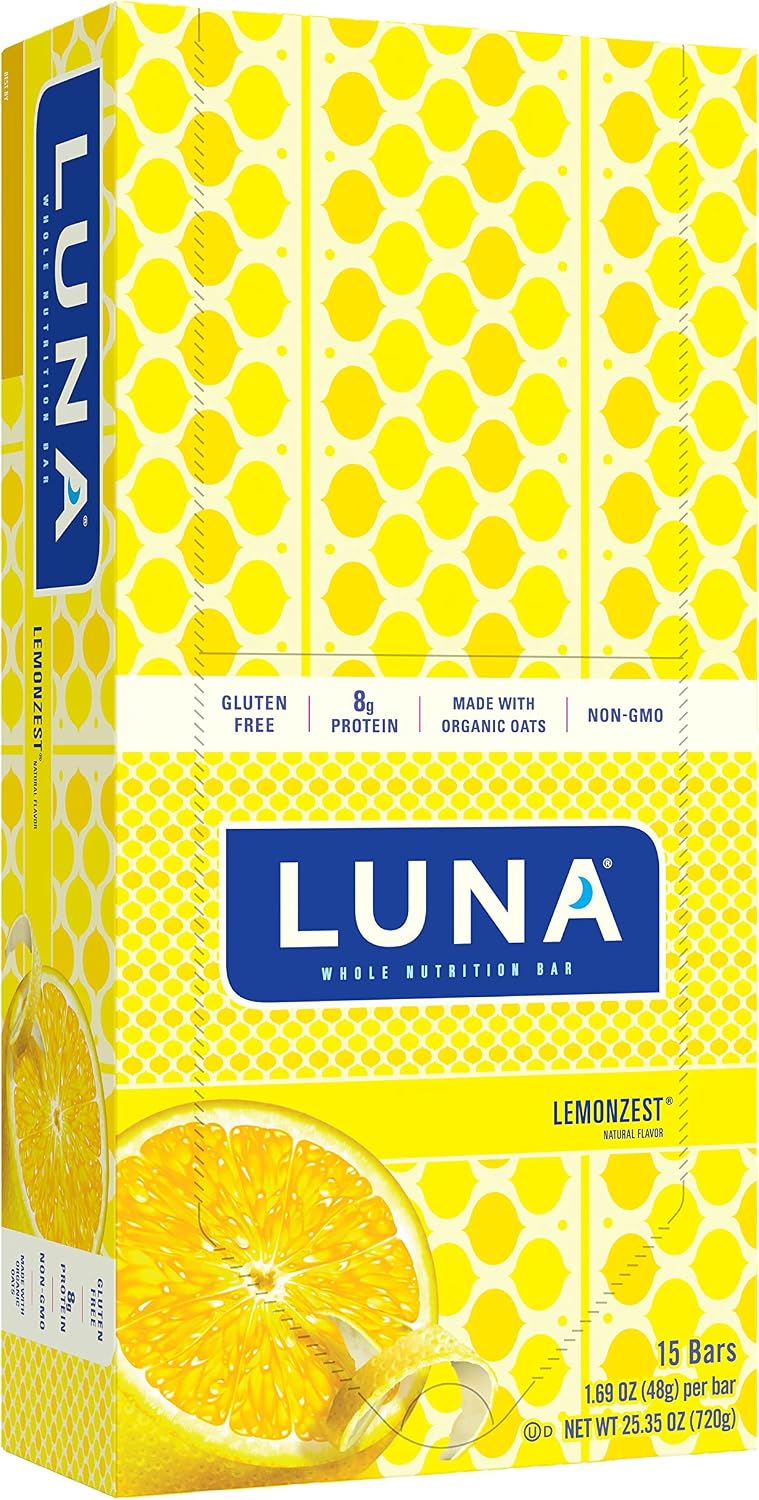 LUNA BAR - Gluten Free Bar - Lemon Zest - (1.69 Ounce Snack Bar, 15 ...