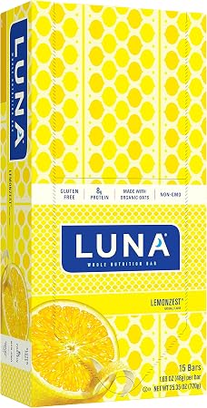 LUNA BAR - Gluten Free Bar - Lemon Zest - (1.69 Ounce Snack Bar, 15 ...