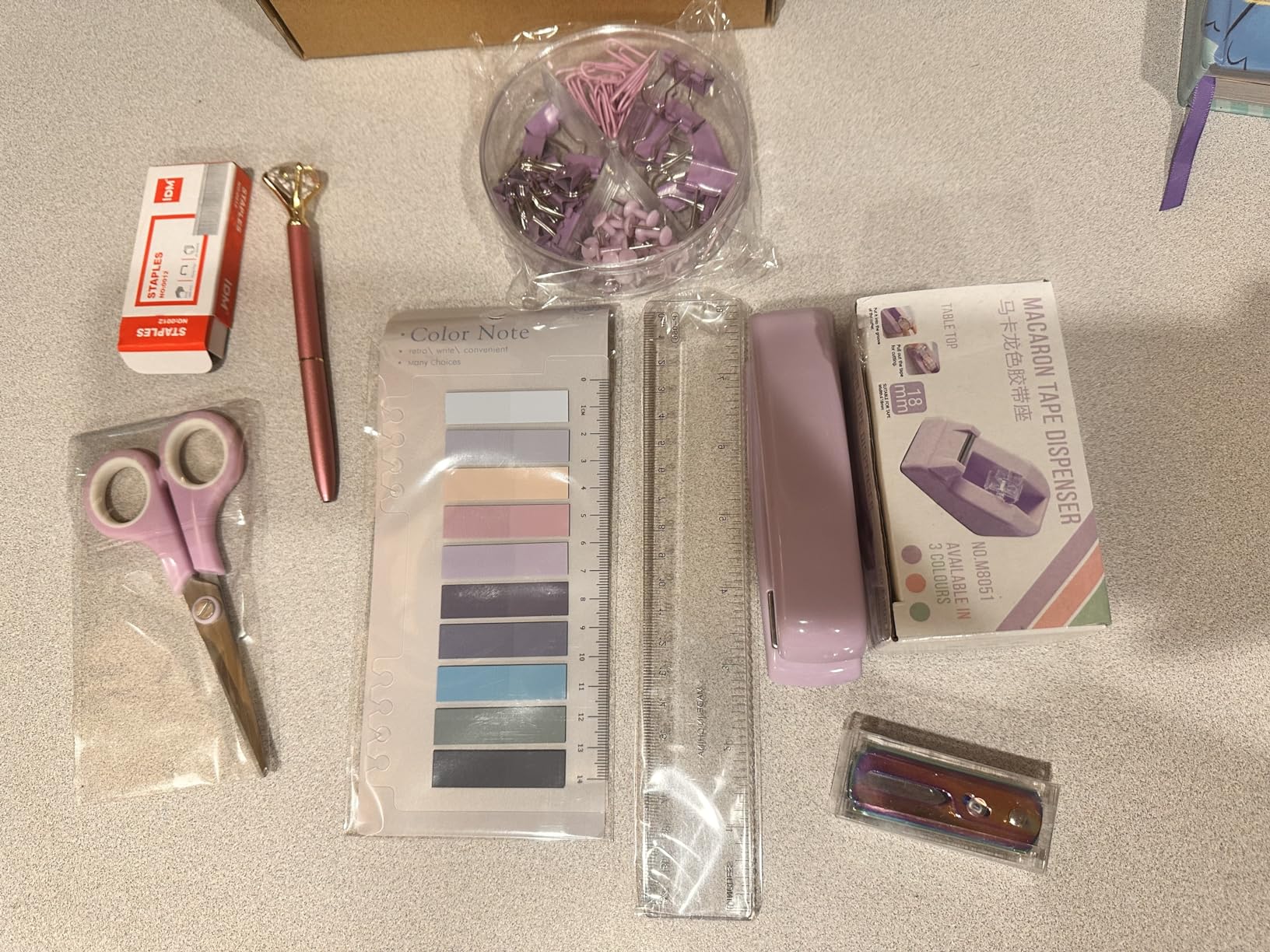 Amazon.com : Purple Desk Accessories, Office Supplies Stapler and Tape ...