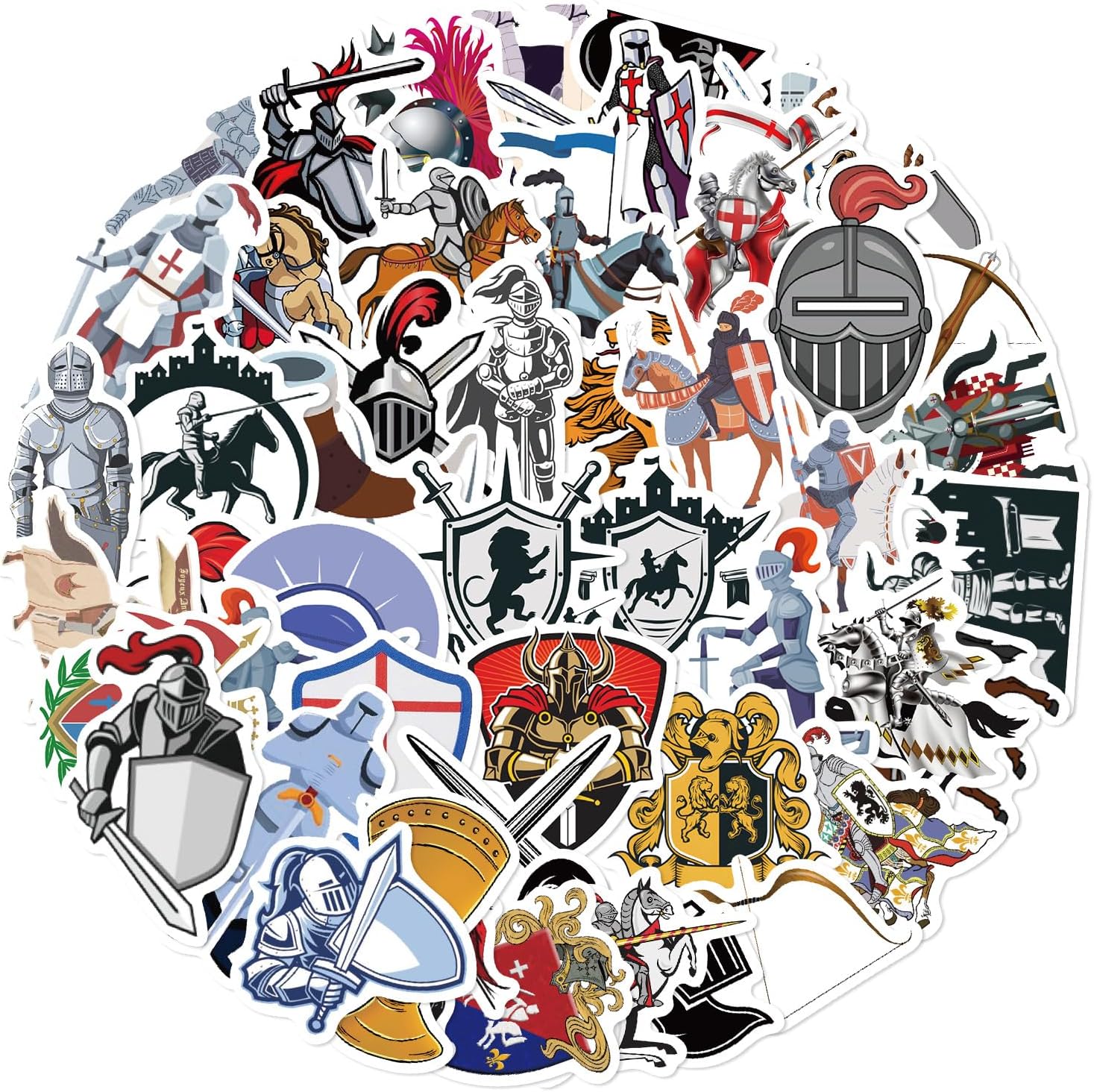 Amazon.com: Cool Medieval Knight Stickers, 50pcs Waterproof Vinyl Cute ...