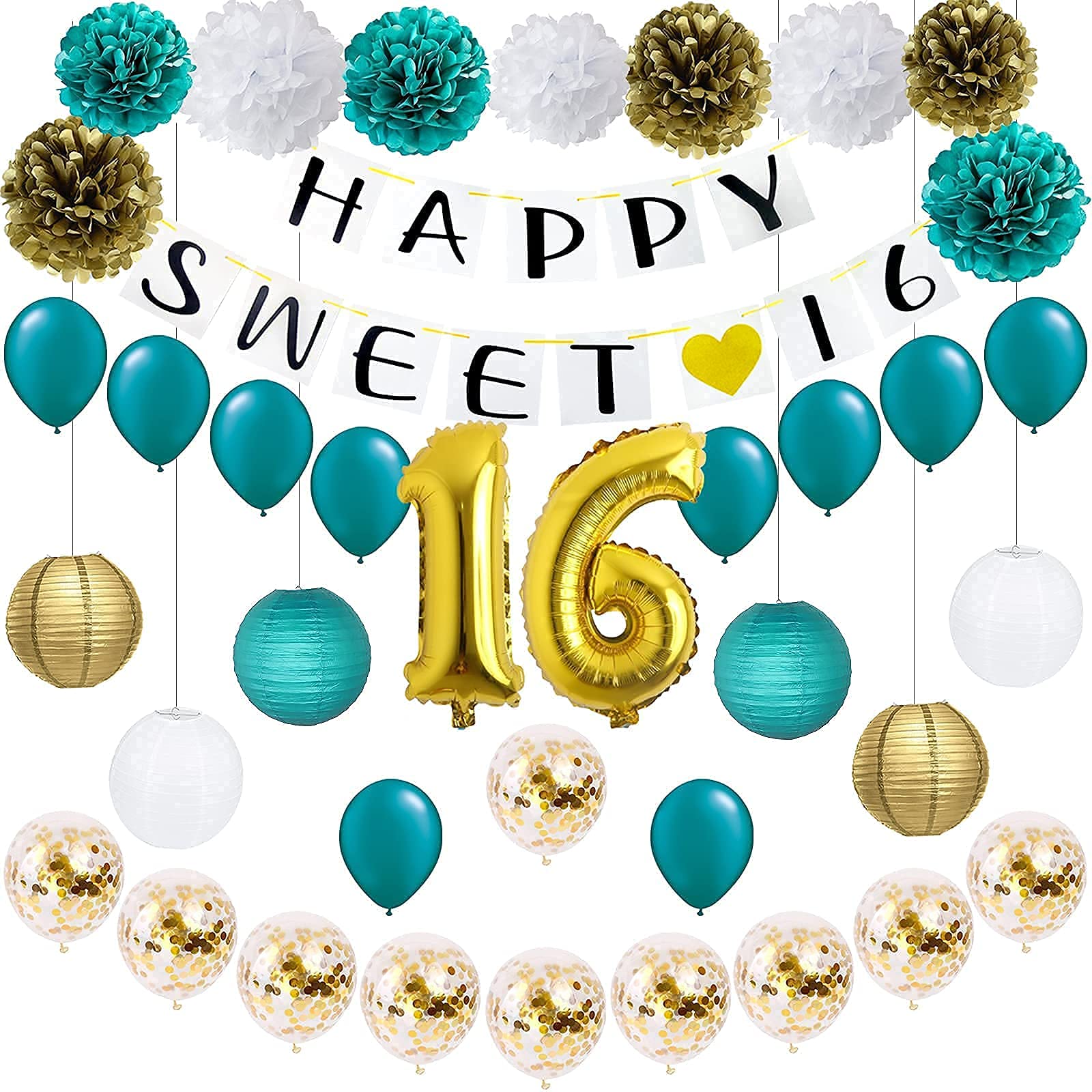 Sweet 16 Birthday Decorations Teal Girls Sixteen Birthday Supplies Teal sweet-16-birthday-decorations-teal-girls-sixteen-birthday-supplies-teal