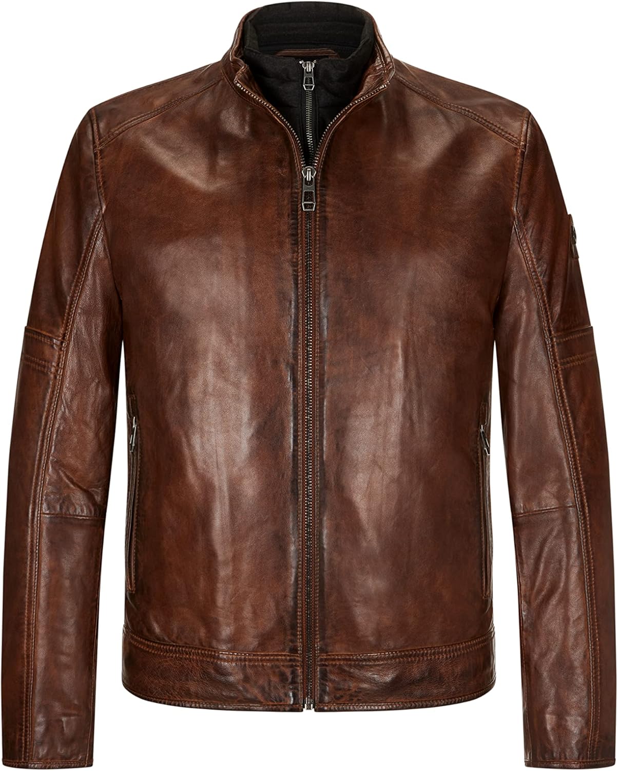 Milestone MS-Bender Herren Lederjacke Cognac Braun mit edel gegerbter ...