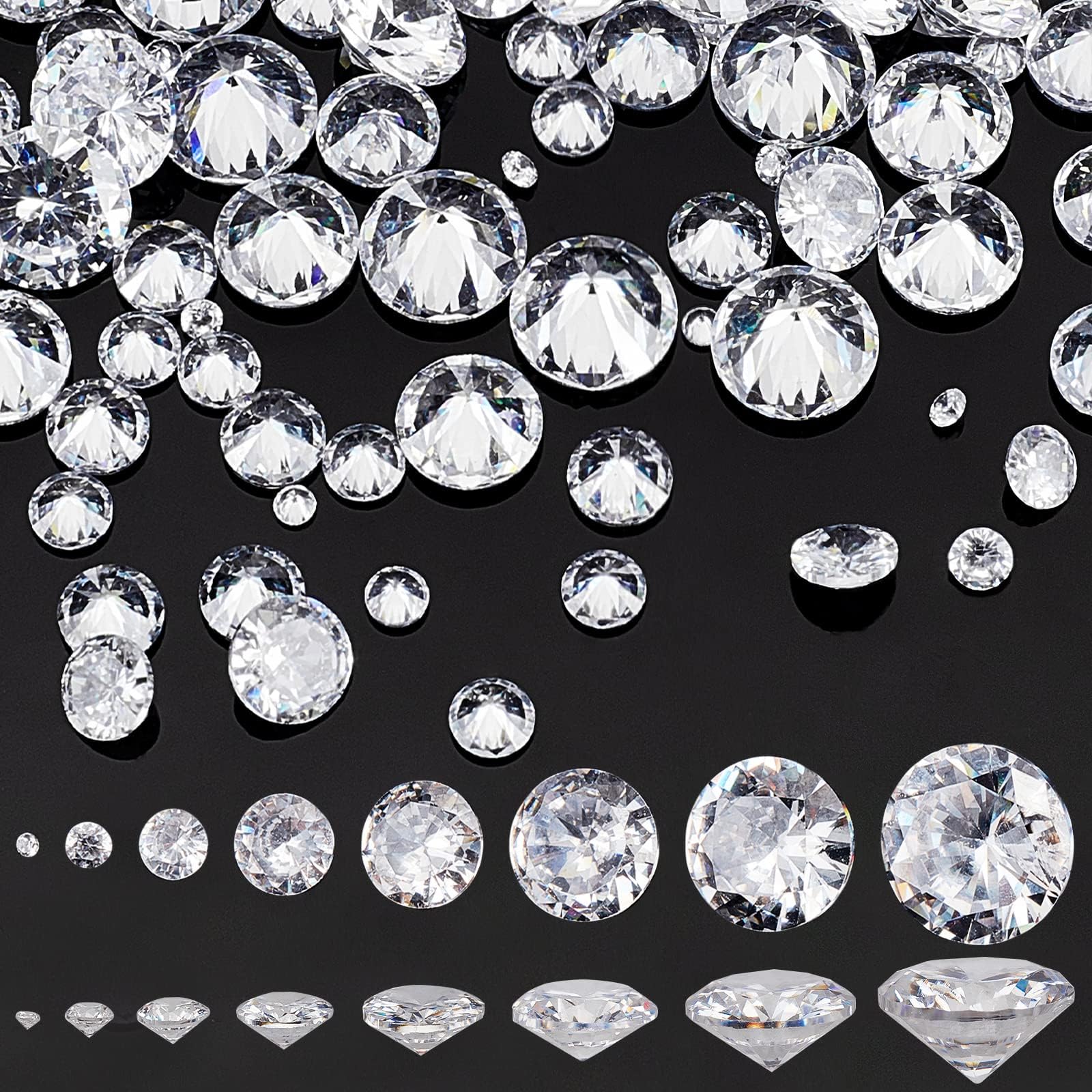 Amazon.com: 7390pcs 5A Round Machine Cut White Cubic Zirconia Stone ...