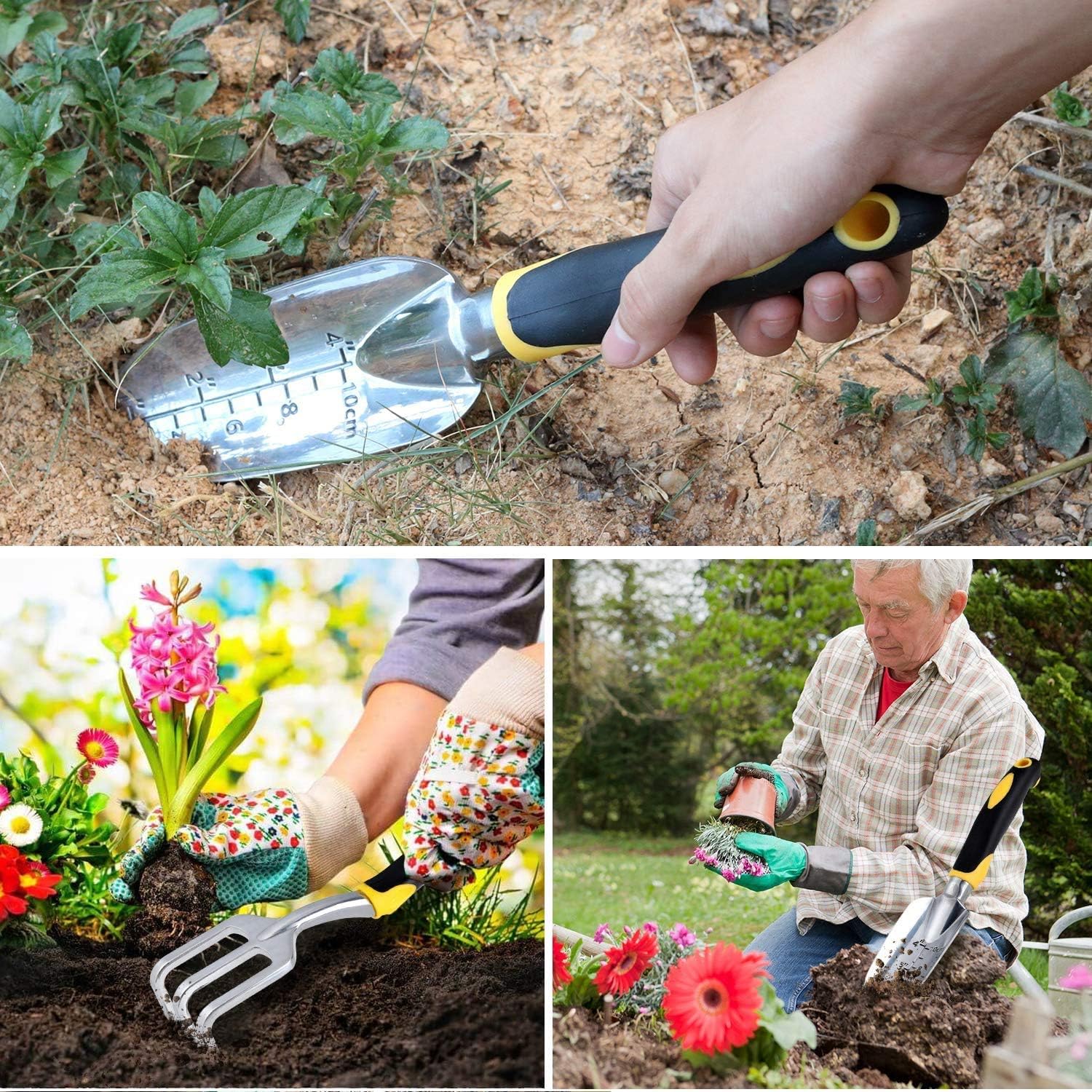 Decorative Garden Tools FANHAO 3-Piece Heavy Duty Gardening Tools Set ...