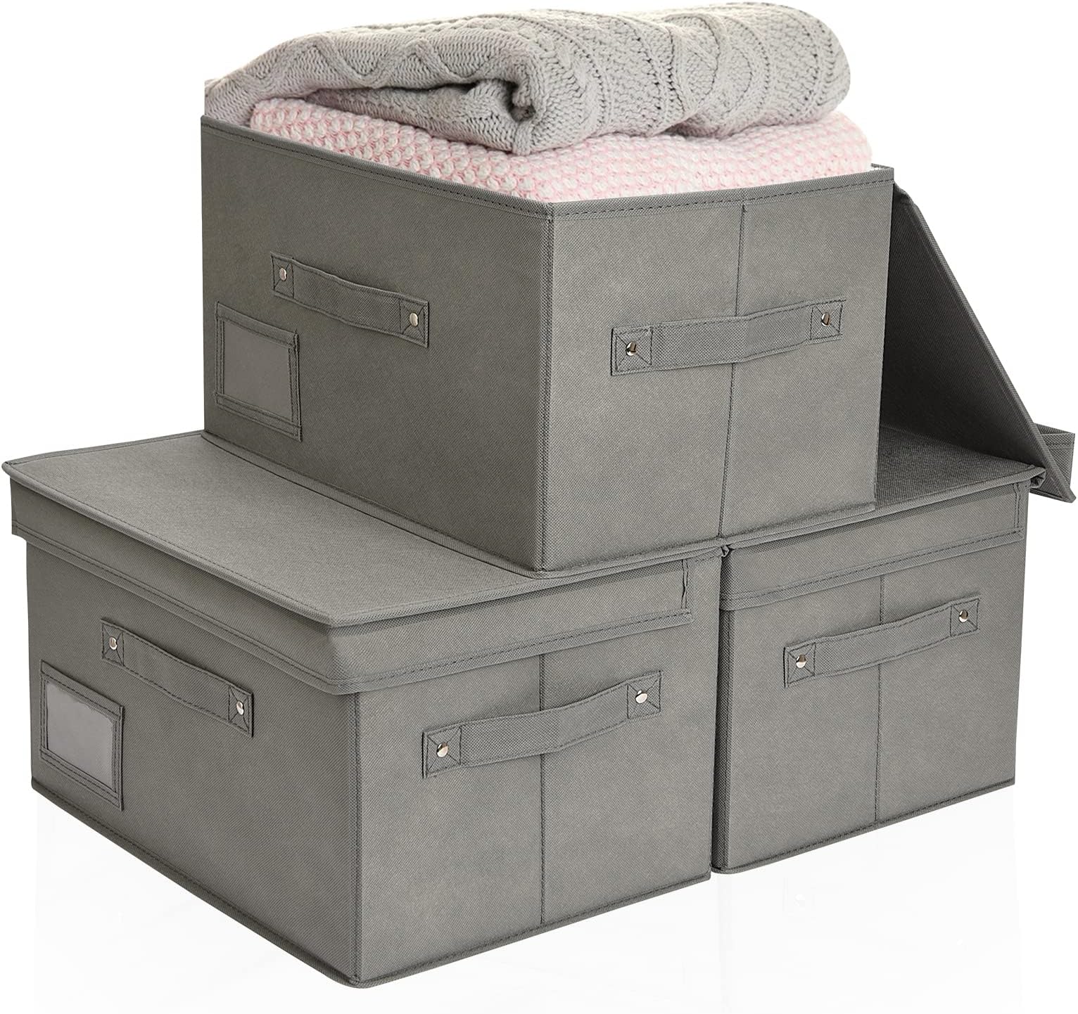Clay Roberts Storage Baskets with Lids, Pack of 2 Storage Chests, Grey ...