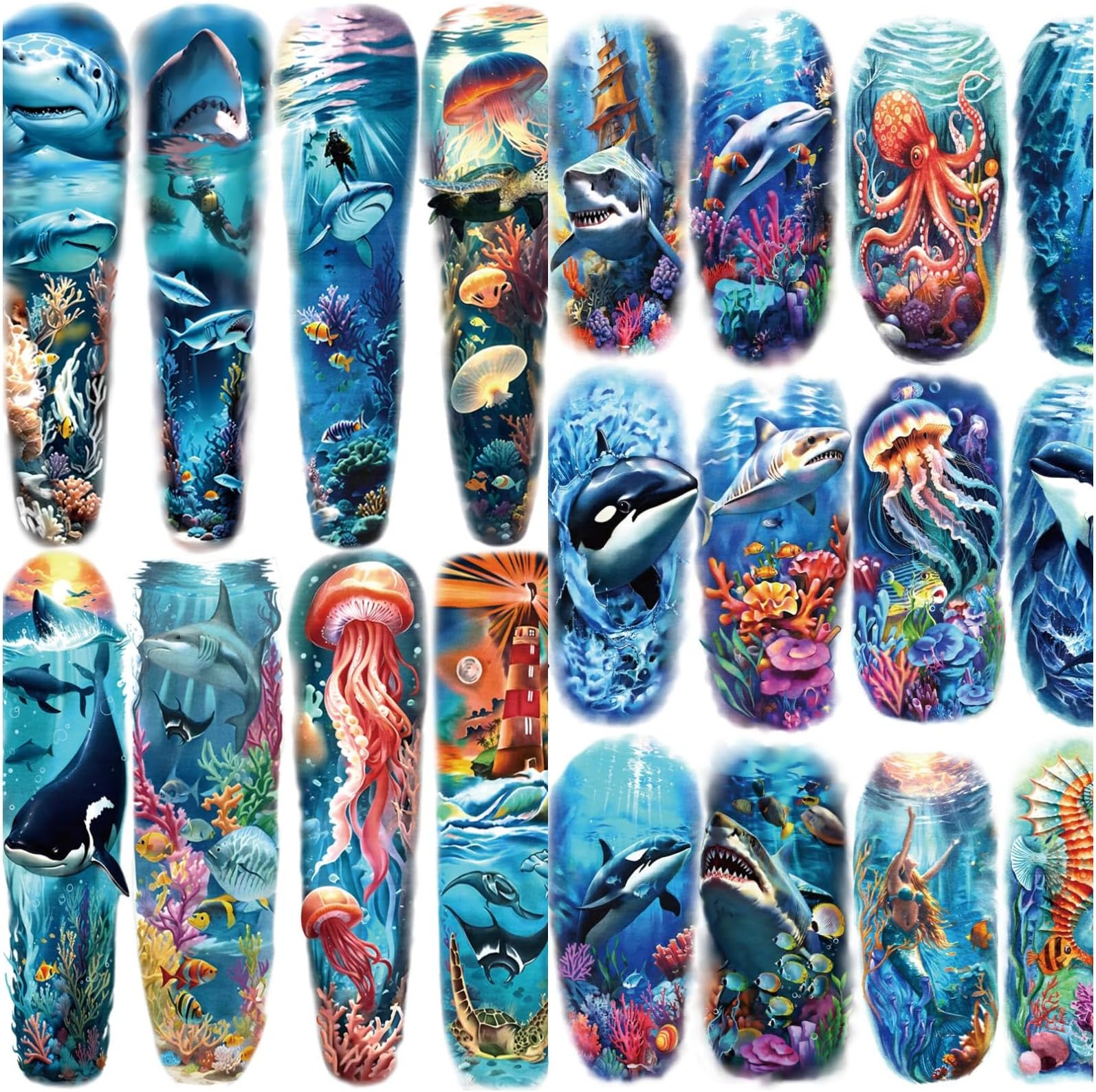 Amazon.com : 123 Sheets Ocean Temporary Tattoo for Women and Men, 8 ...