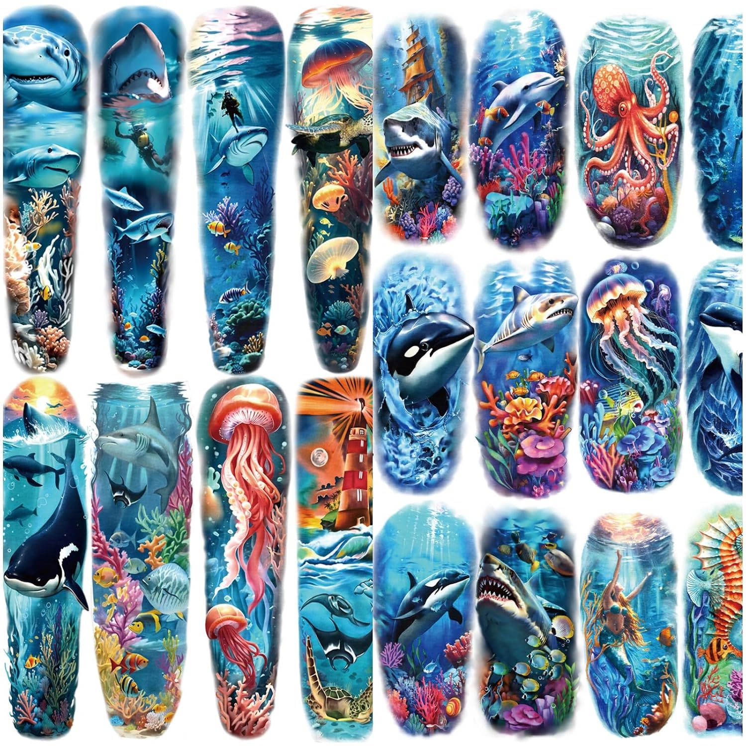 Amazon.com : 123 Sheets Ocean Temporary Tattoo for Women and Men, 8 ...