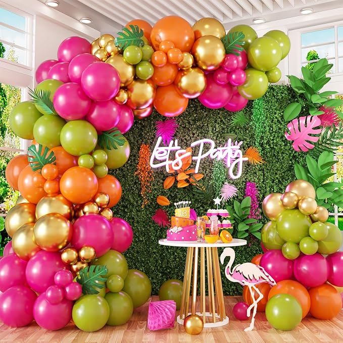 Amazon.com: Tropical Hawaiian Balloons Arch Garland Kit, Olive Green ...