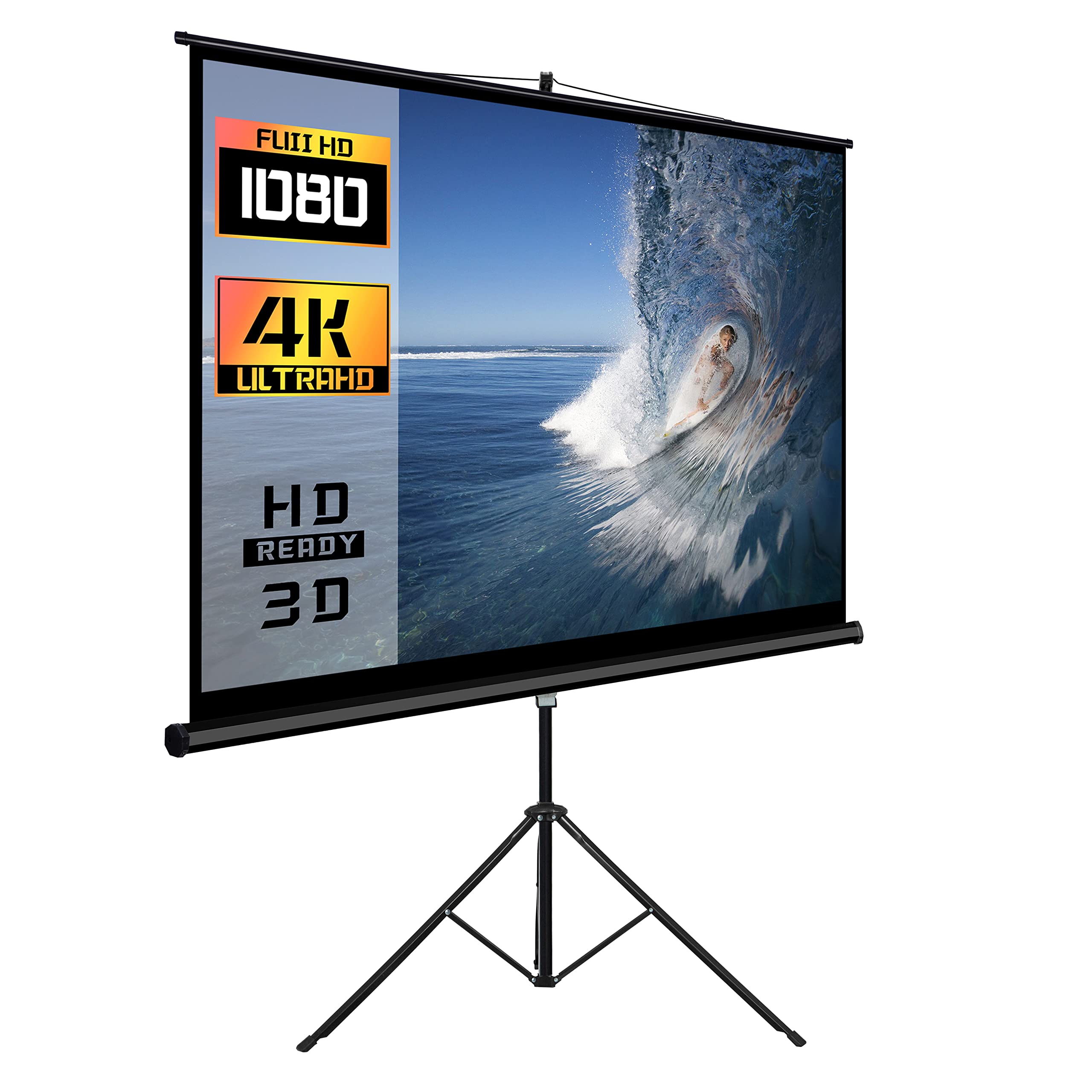 ProHT 100-inch Portable Projection Screen (05358), w/Pull Up Foldable ...