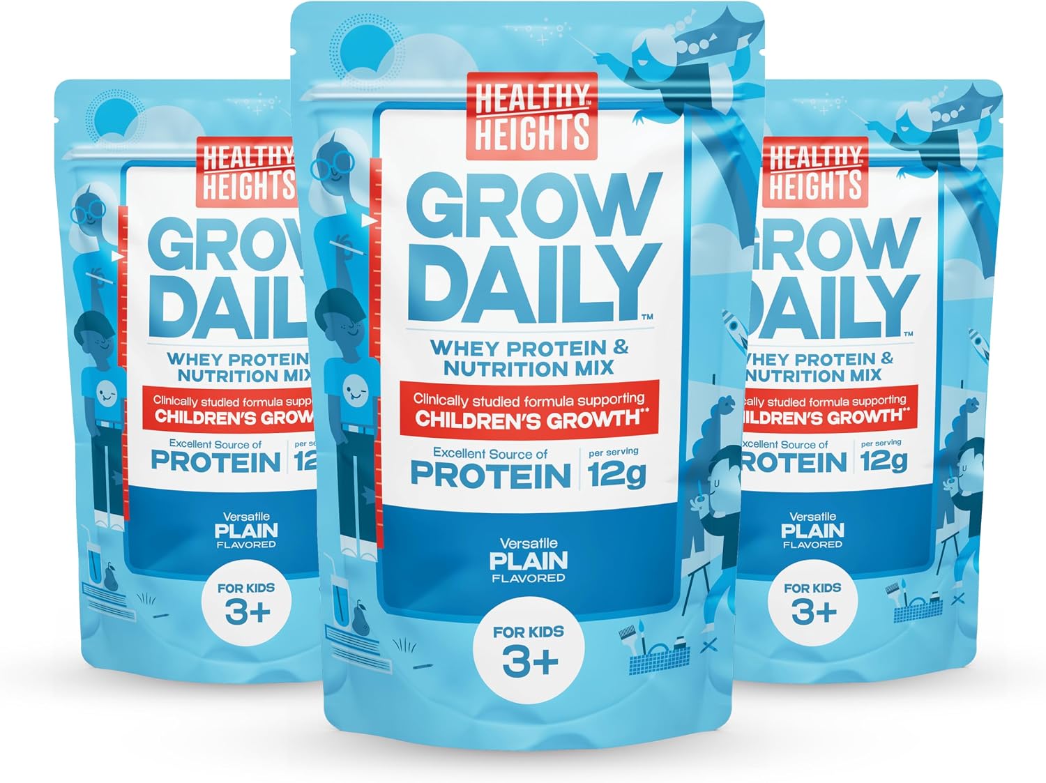 Amazon.com: Healthy Heights Grow Daily Kids Protein Drink Mix (Plain ...