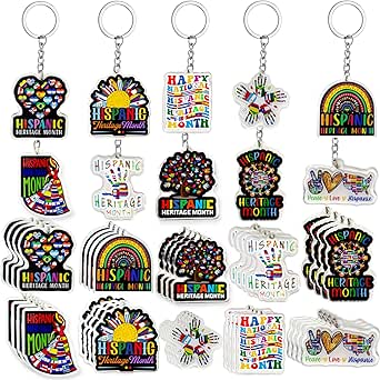 Amazon.com: oyhqes 50 Pcs Hispanic Heritage Month Keychain Latino ...