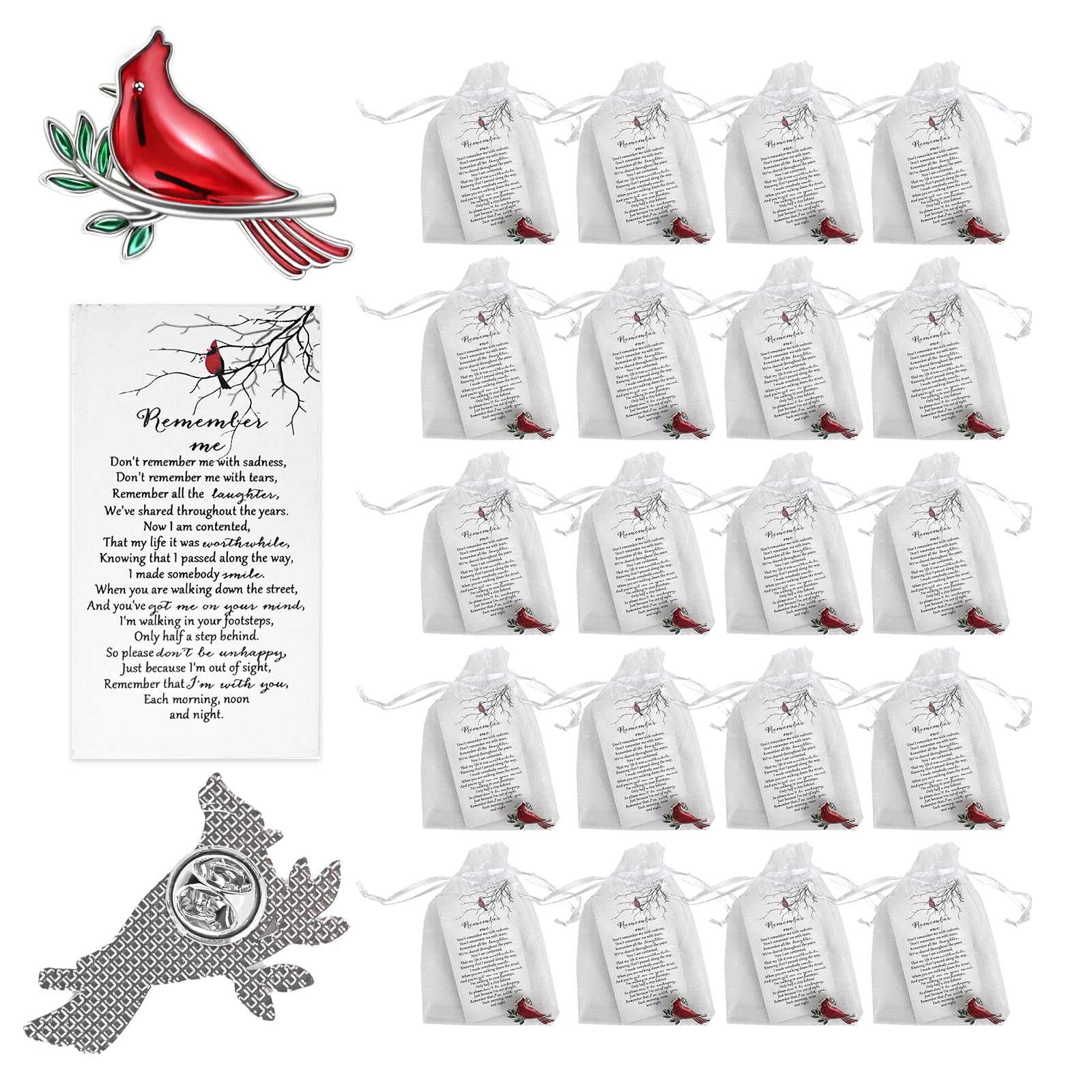20Pcs Cardinal Sign Pins Gifts Set, Celebration of Life Funeral Favors ...