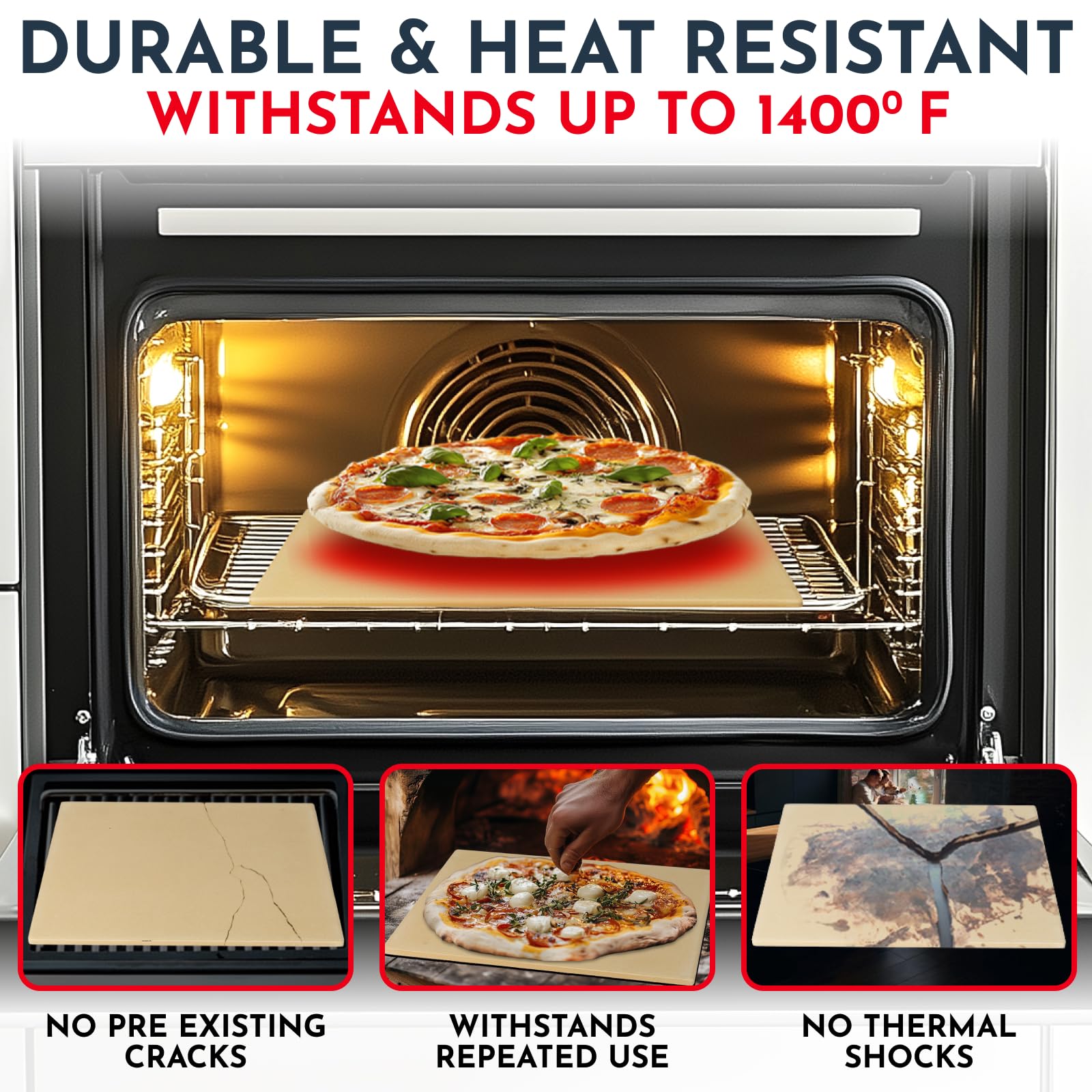 Snapklik.com : Pizza Stone For Oven Set - 15 X 12 Inch Stone For Grill ...