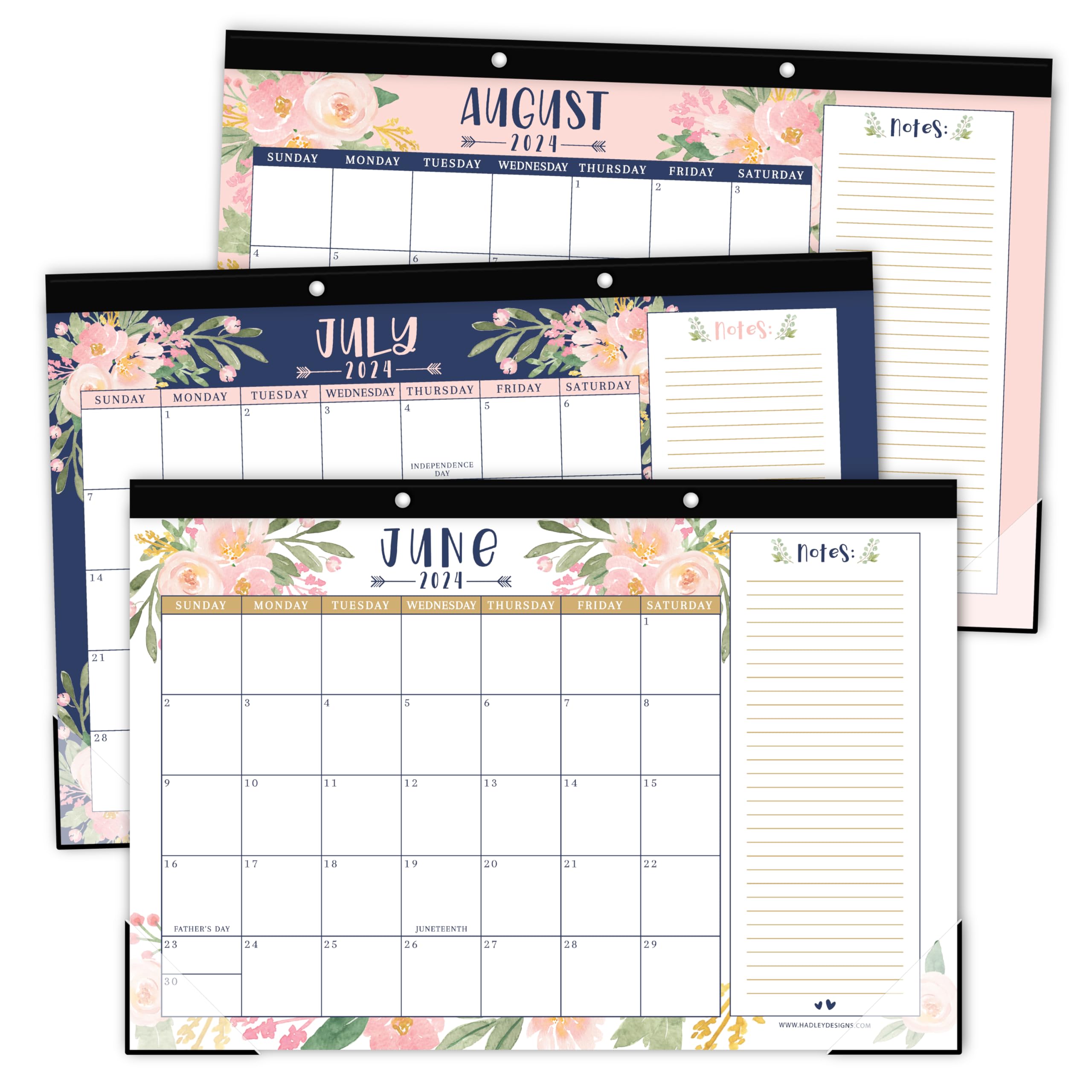 Snapklik.com : Hadley Designs Floral Large Desk Calendar 2024-2025 ...