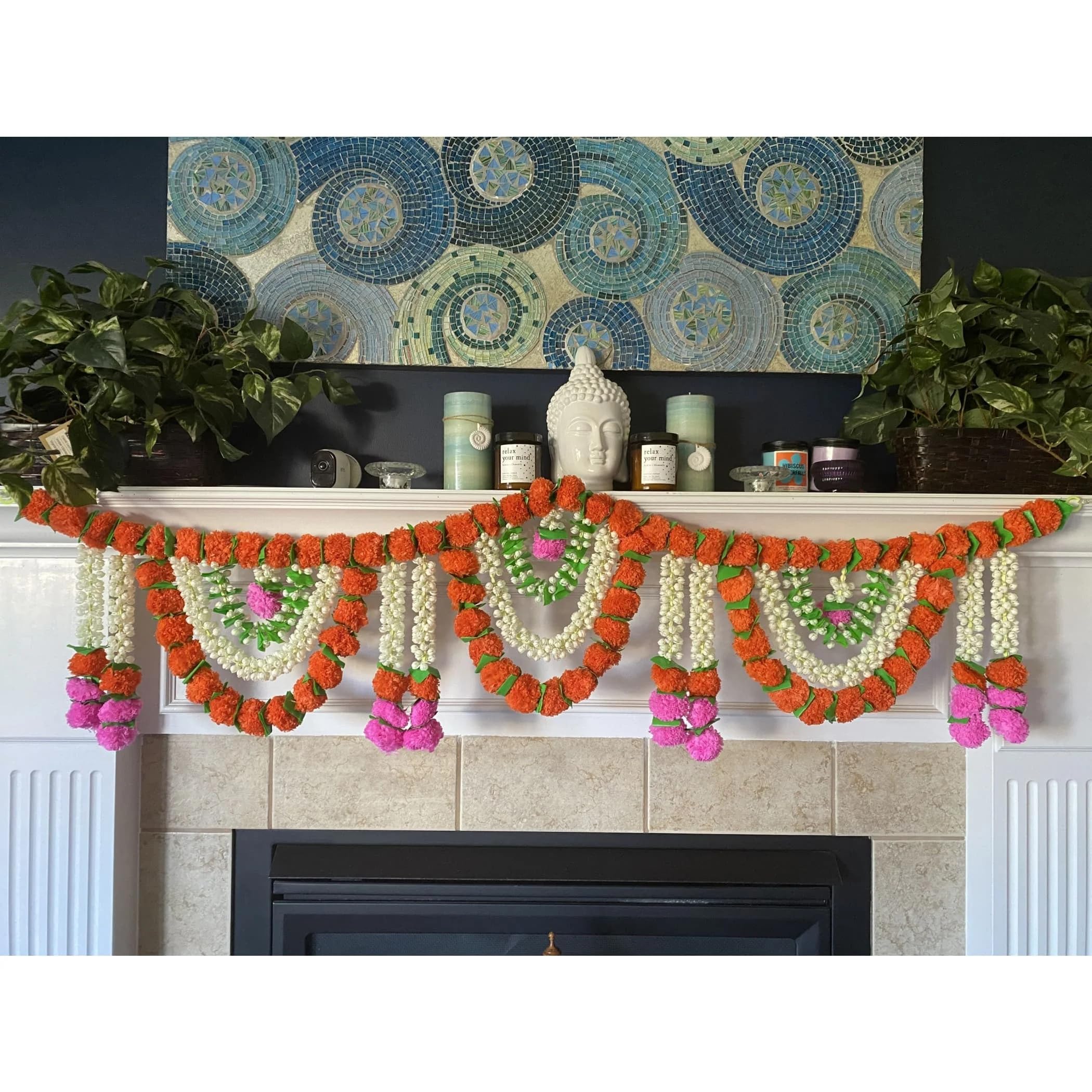 Lovenspire 5 Feet Marigold Jasmine Door Toran Hanging Valance Marygold ...