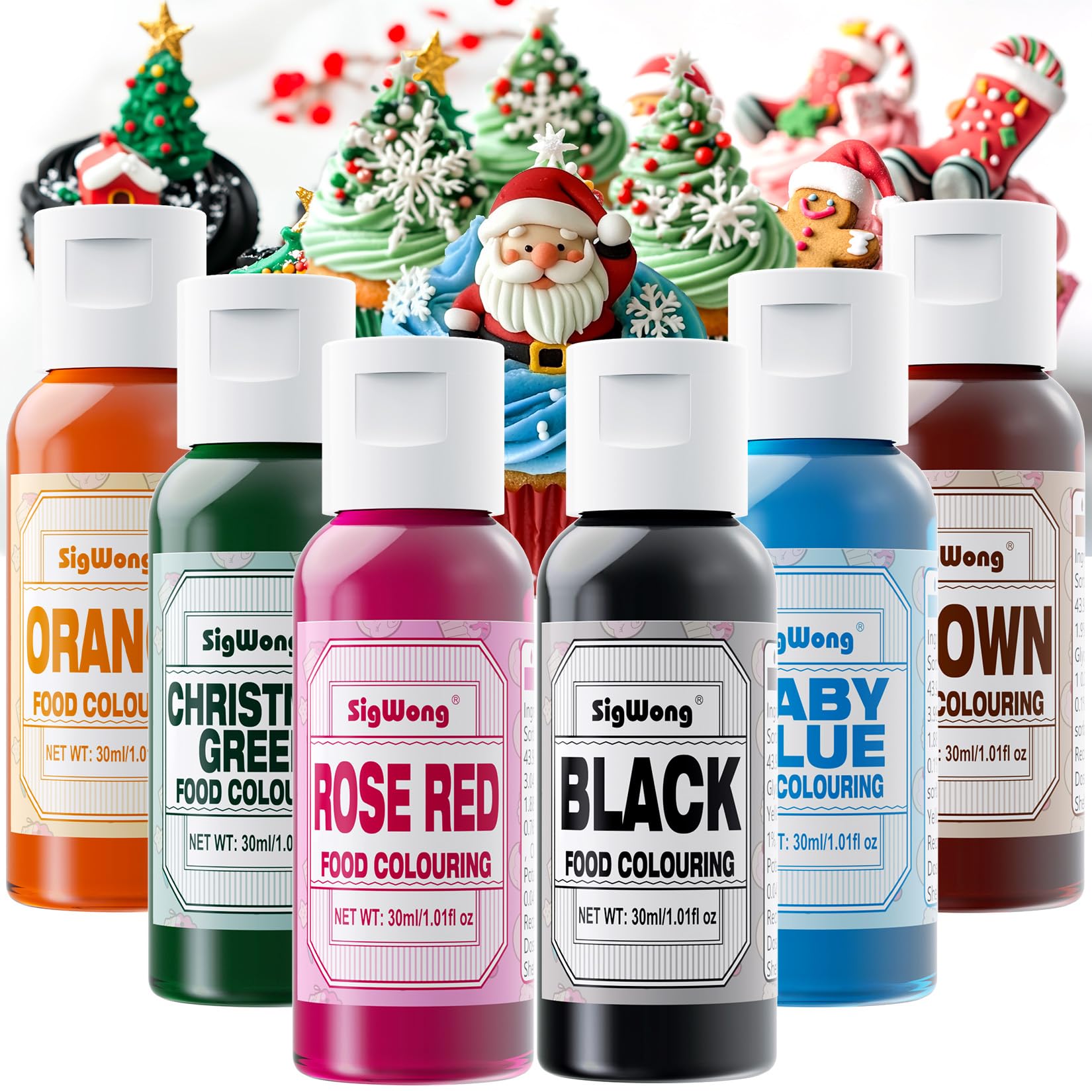 Food Colouring Set - 6x30ml Food Grade Liquid Food Colouring, Edible ...