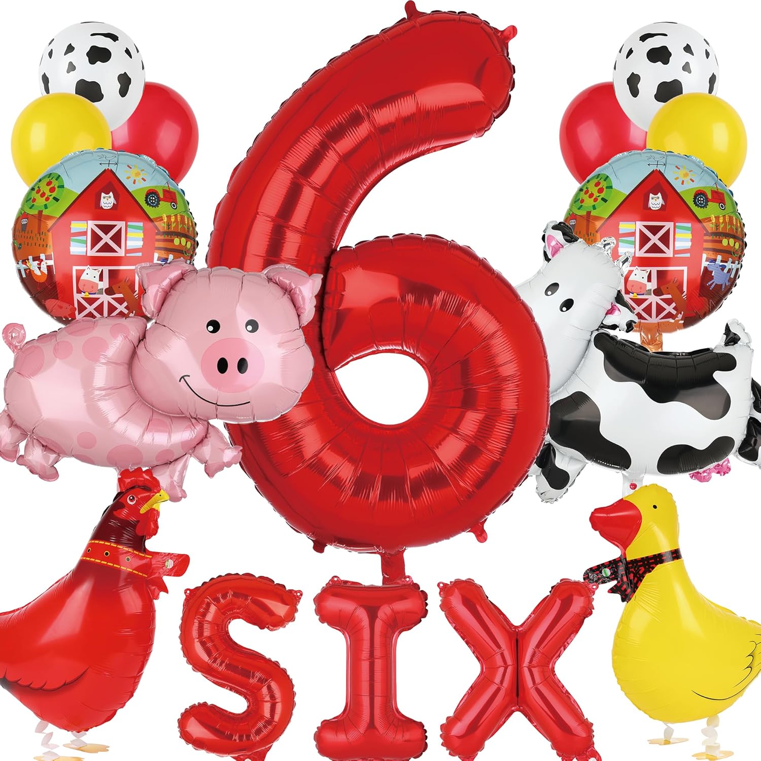 Amazon.com: Farm Animal Balloons Cow Pig Balloon Farm Animal Theme 6th ...