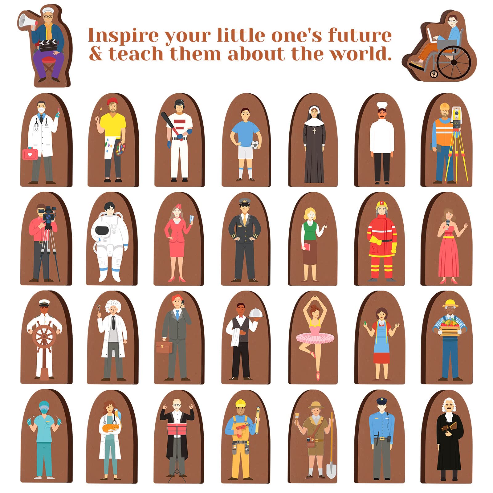 Snapklik.com : Qunclay Set Of 30 Wooden Community Helpers Toys ...