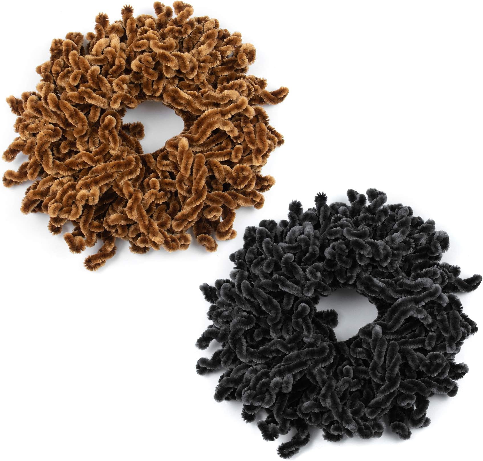Amazon.com : Black Solid Fur Scrunchies Pony Holder - Set of 2 : Beauty ...