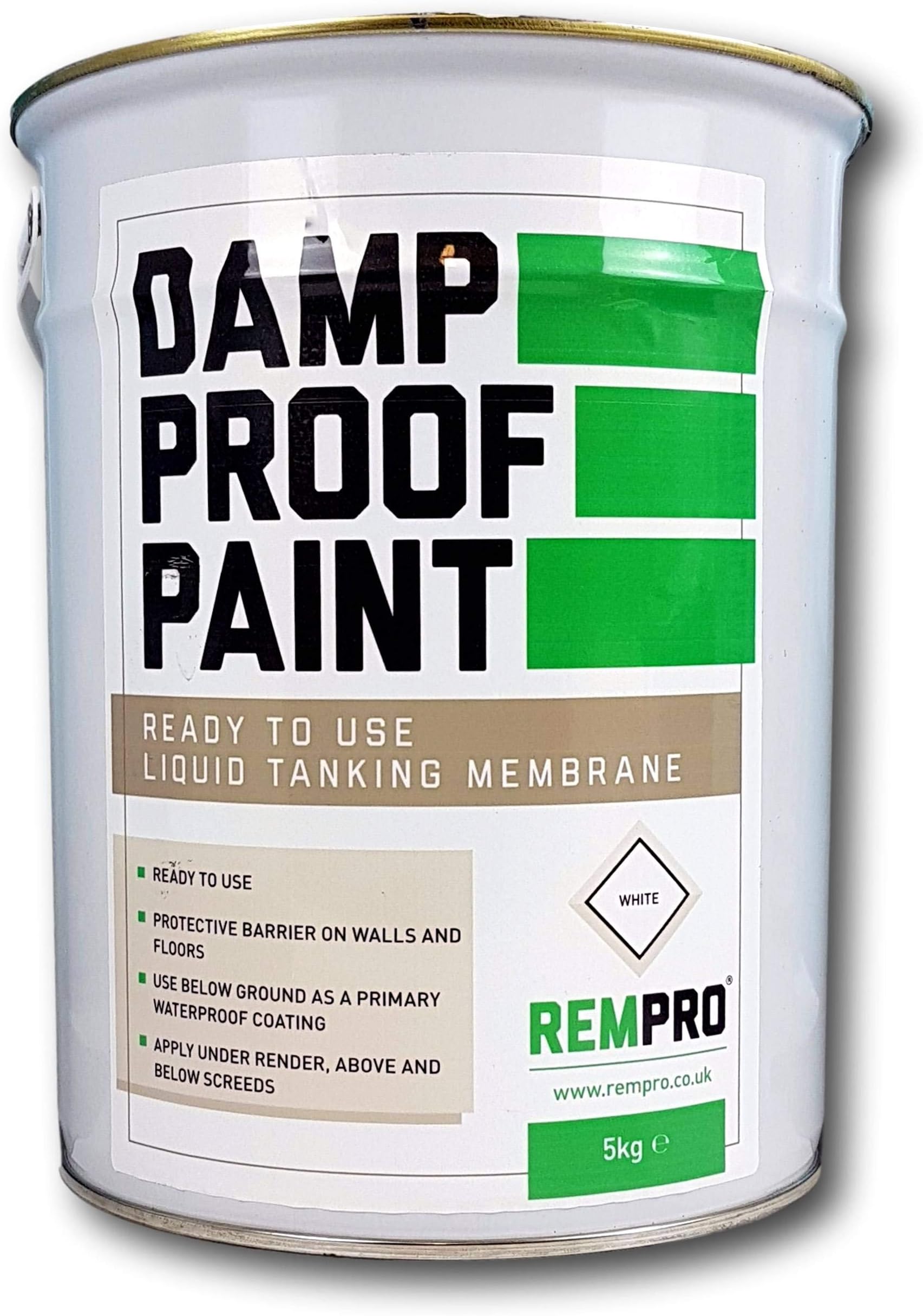 Rempro 5kg White Damp Proof Paint - Internal & External Liquid DPM for ...