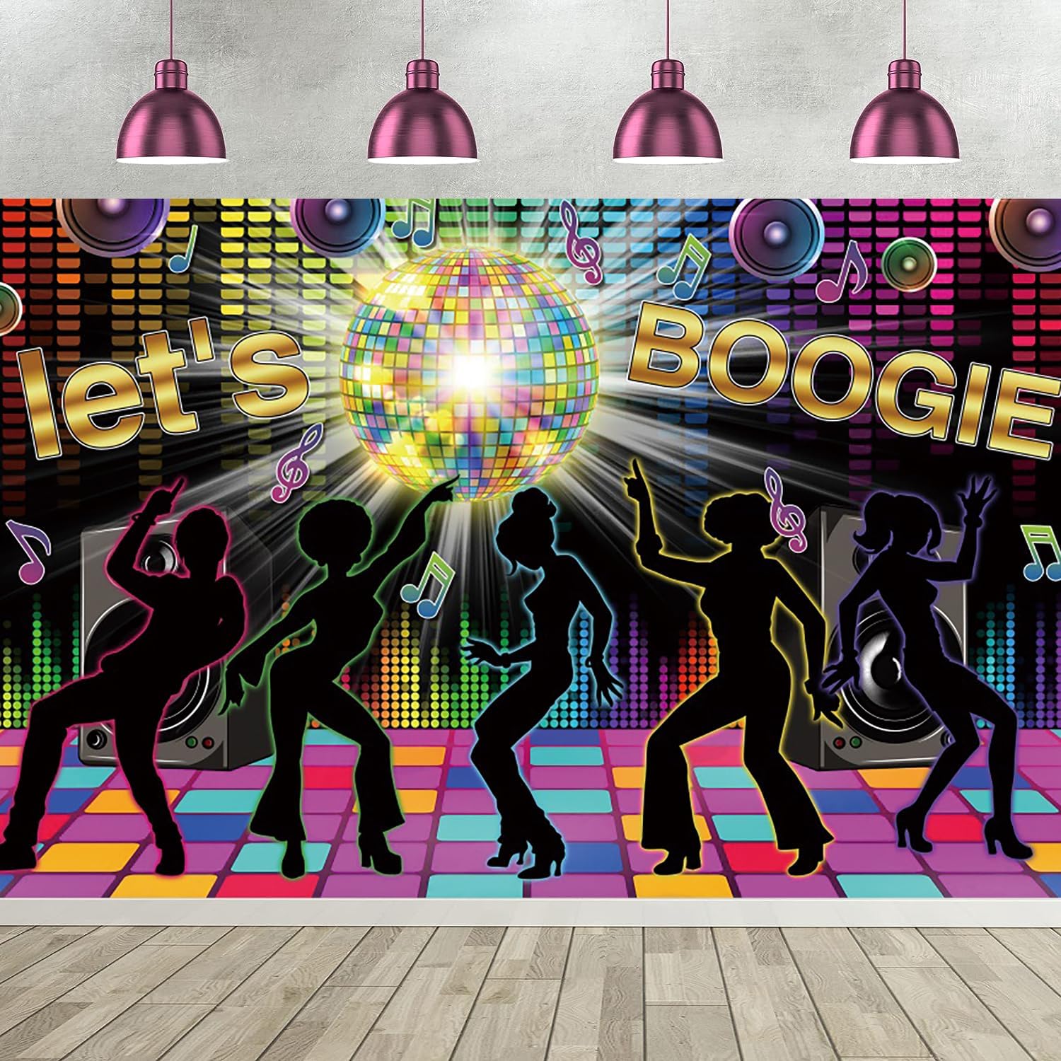 7x5FT Disco Backdrop Back to 60s 70s 80s 90s Let's Boogie Disco Dancing ...
