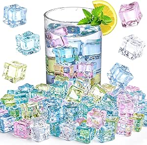 Amazon.com: DOMESTAR 100PCS Fake Ice Cubes, Colorful Square Plastic Ice ...