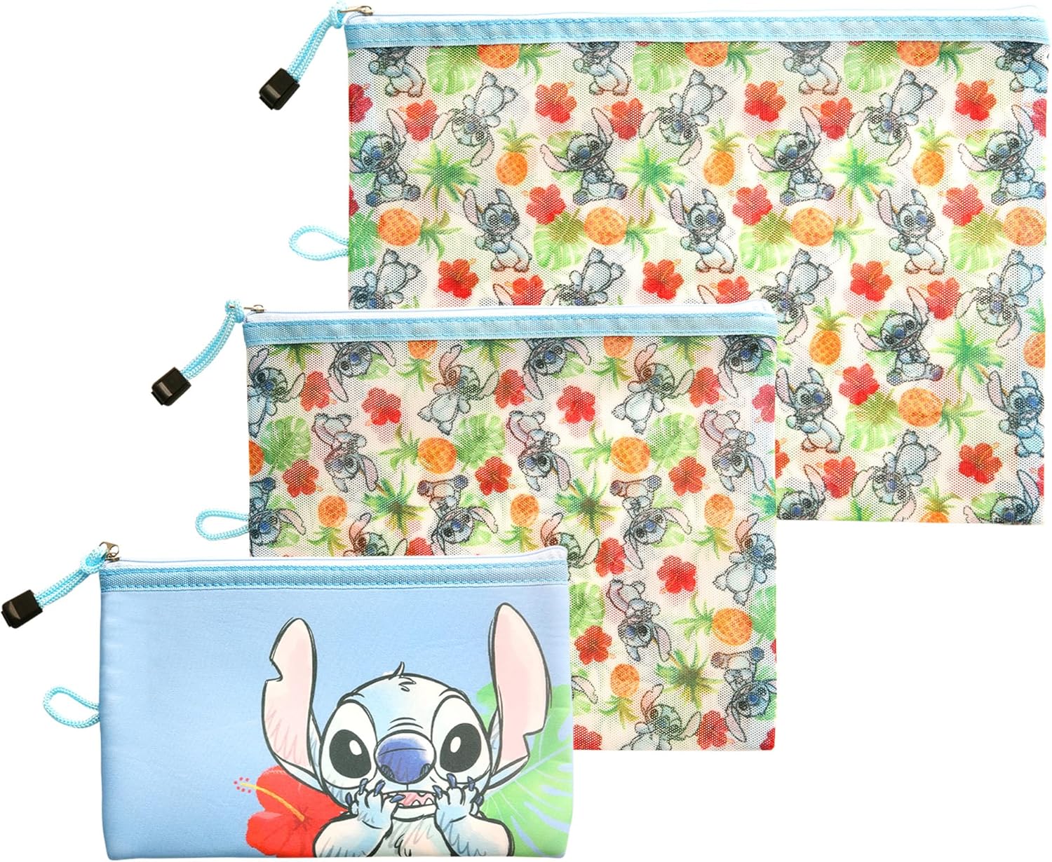 Amazon.com: Disney Stitch Travel Pouch 3-Pack Official License, Zipper ...