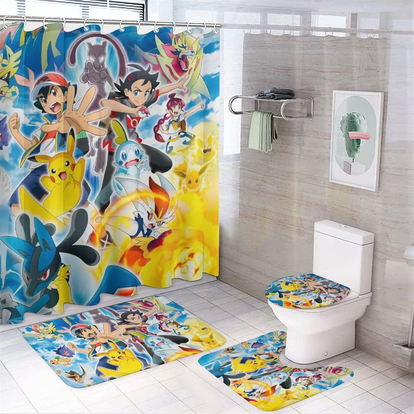 Amazon.com: phintory Japanese Anime 4 Piece Bathroom Shower Curtain Set ...