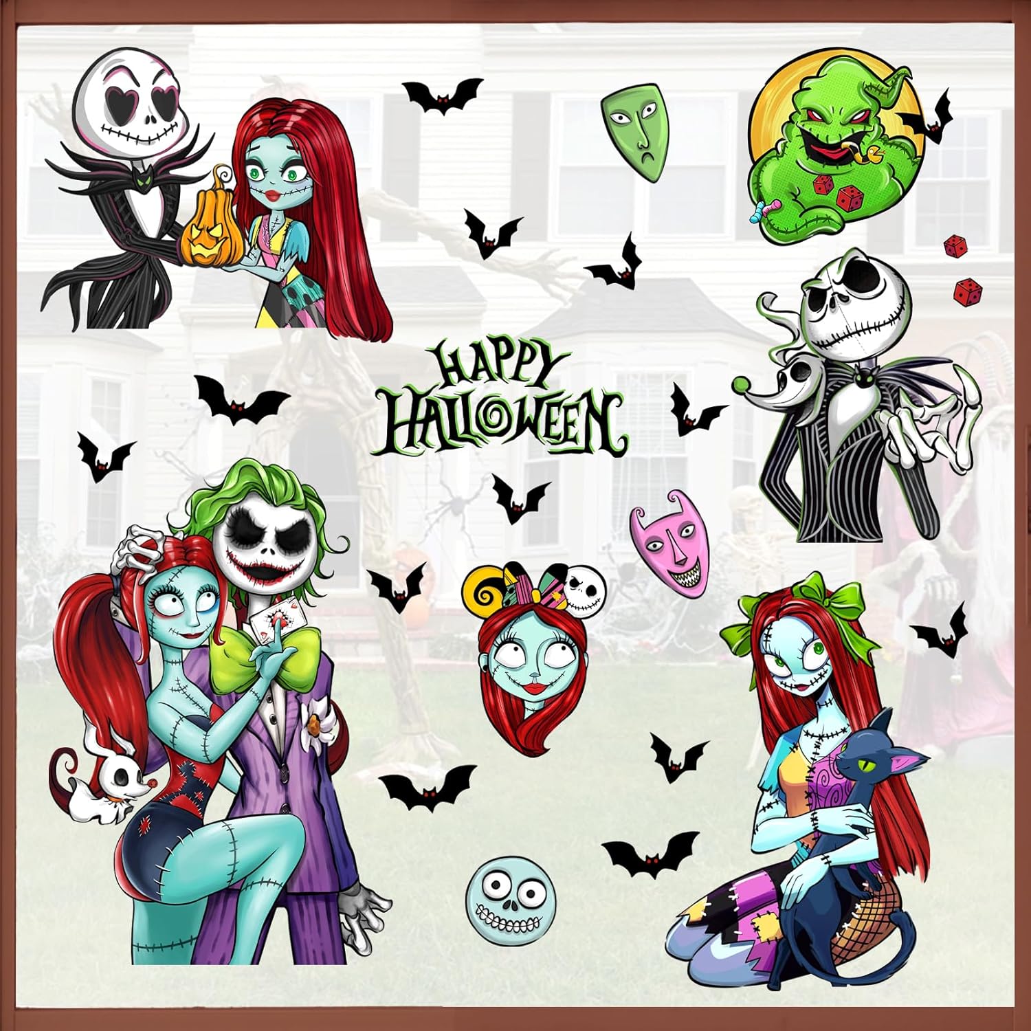 Amazon.com: Mfault Happy Halloween Jack Skellington Window Clings 9 ...