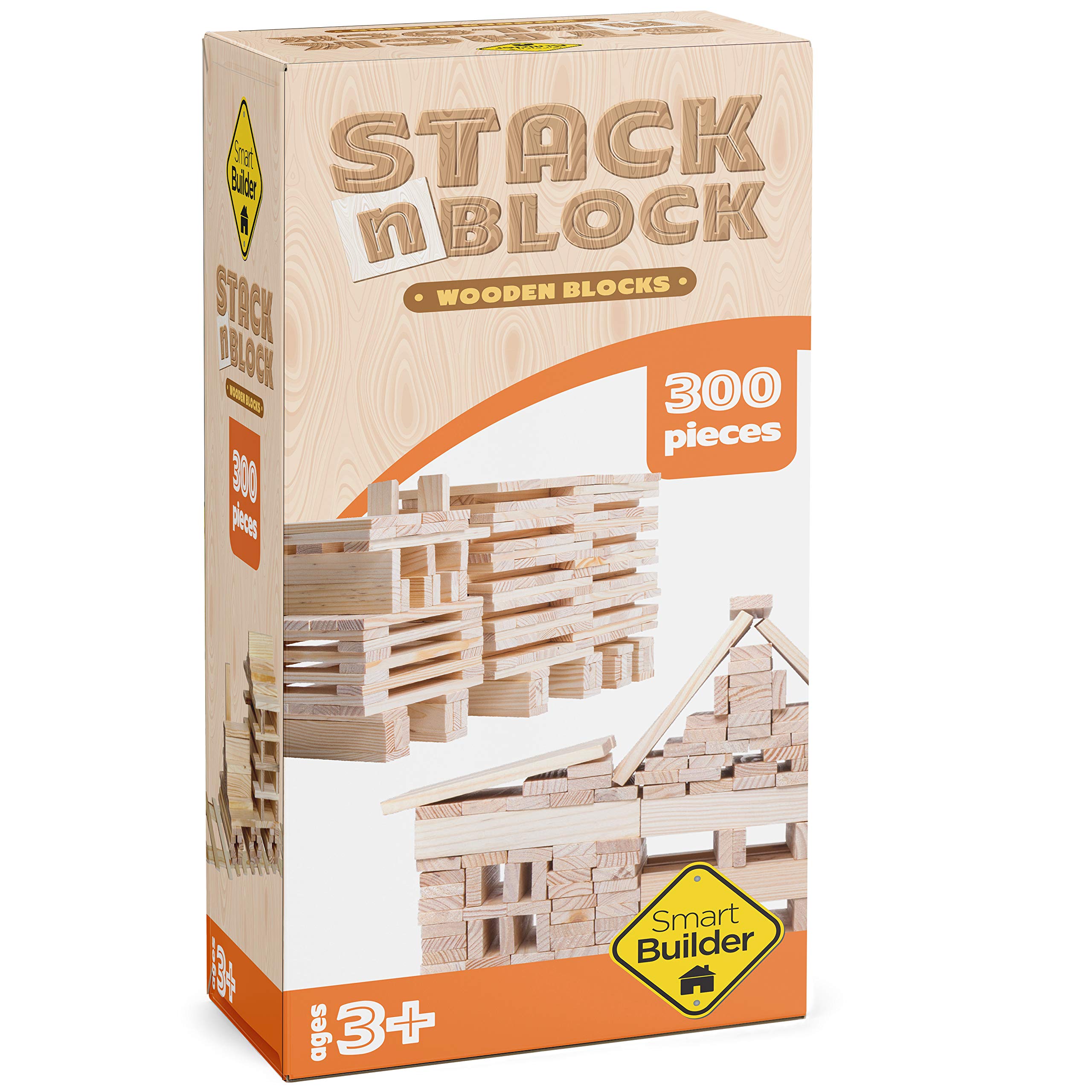 Smart Builder Wooden Planks Building Blocks for Kids - 300 Piece ...