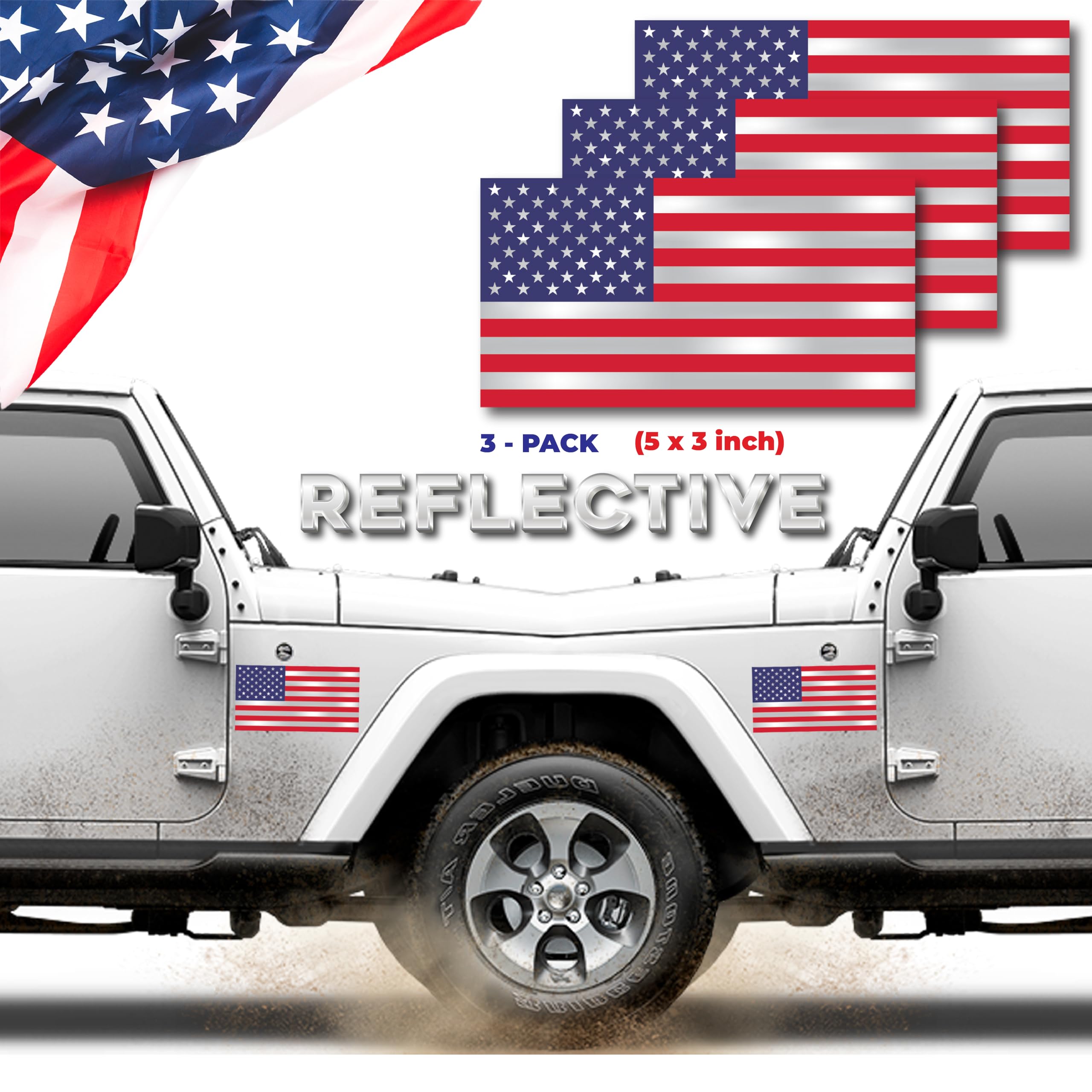 Usa American Flag Car Bumper Decals In Our America Red, White & Blue
