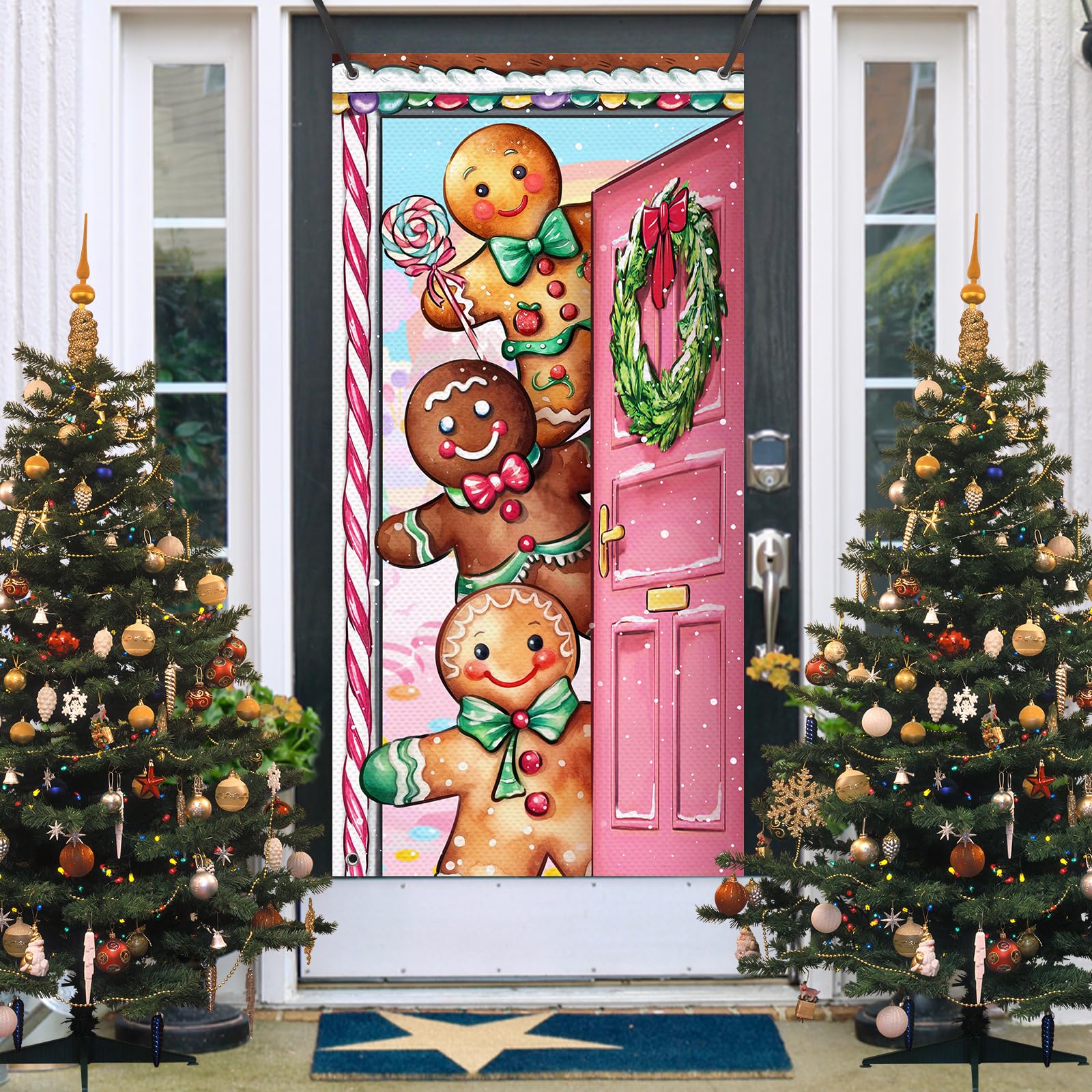 Amazon.com: Deroro Christmas Gingerbread Man Door Cover Decorations ...