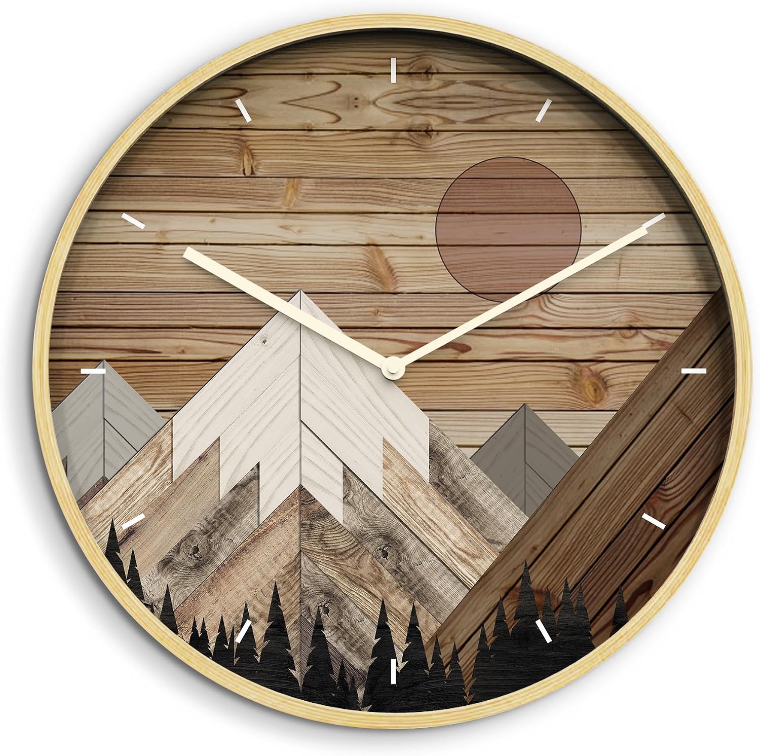 Amazon.com: SIGNLEADER 24 Inches Round Wooden Wall Clock Silent Battery ...