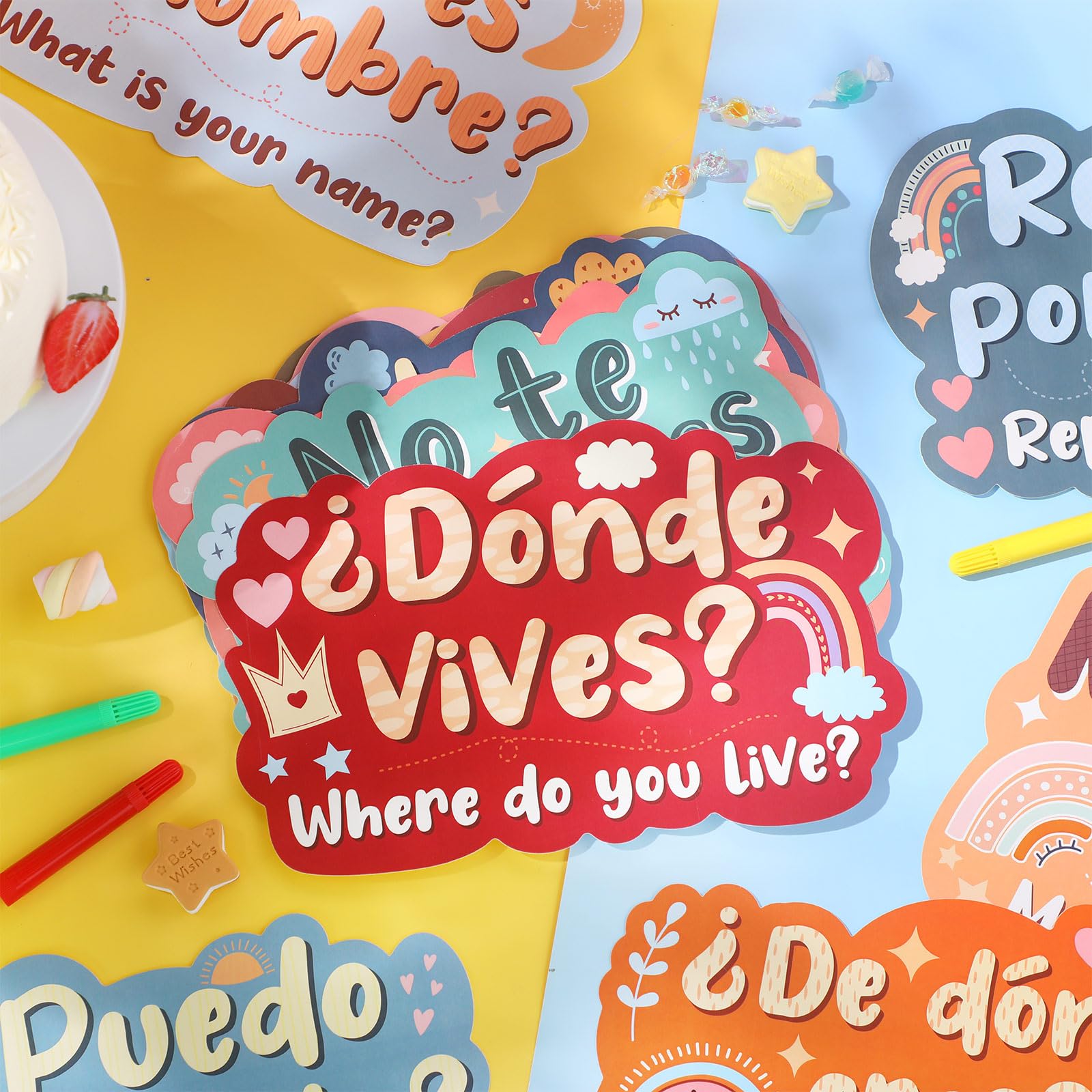 Snapklik.com : Pasimy 20 Pcs Spanish Posters Spanish Phrases Classroom ...