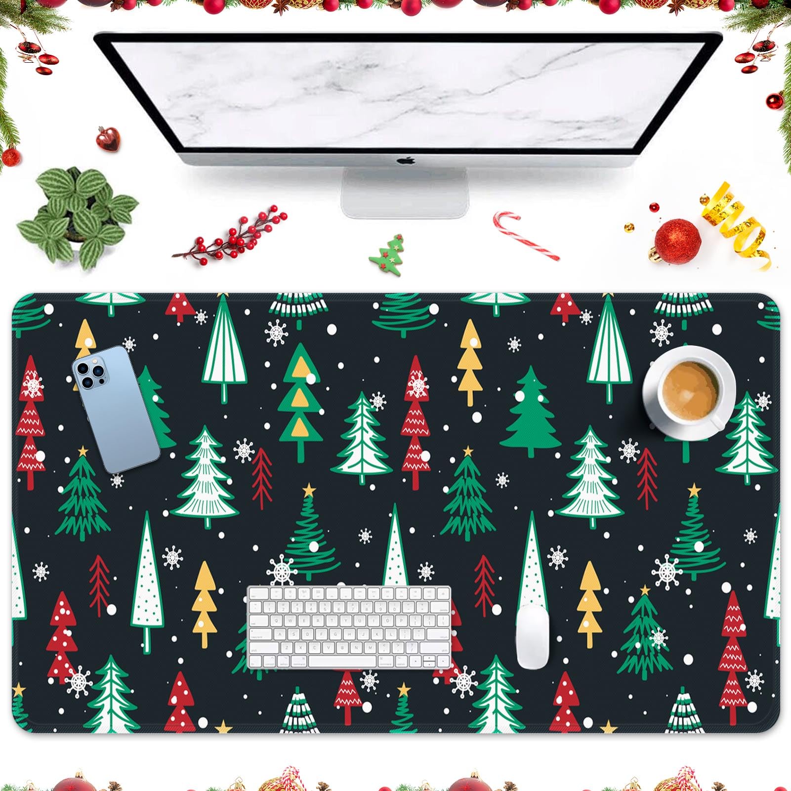 Amazon.com : Arttown Colorful Christmas Tree Mouse Pad Large Gaming ...