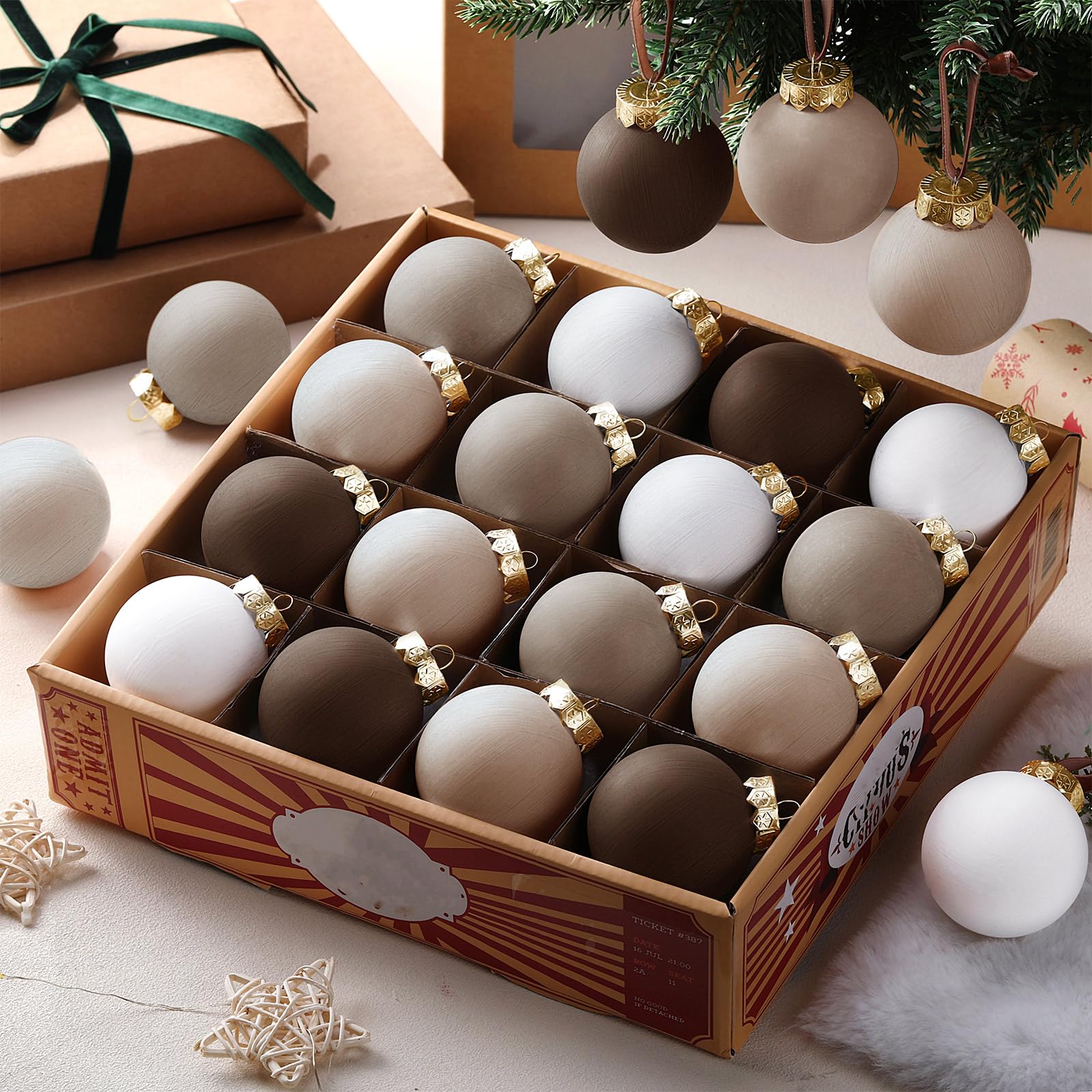 Amazon.com: Hollowfly 24 Pcs Matte Textured Christmas Ball Ornaments 2. ...