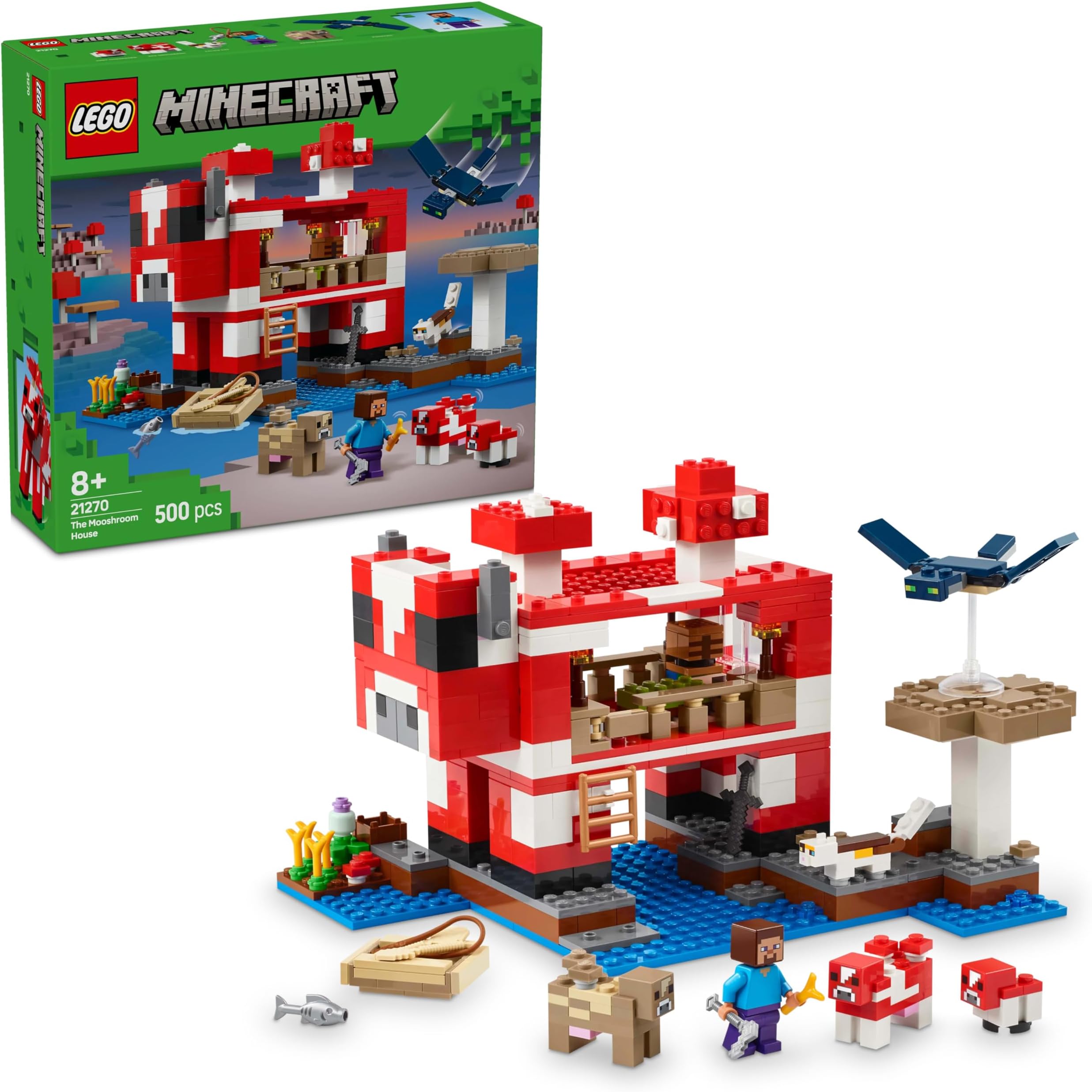 LEGO Minecraft The Mooshroom House Island Gamer Kit Toy for Kids 21270 ...