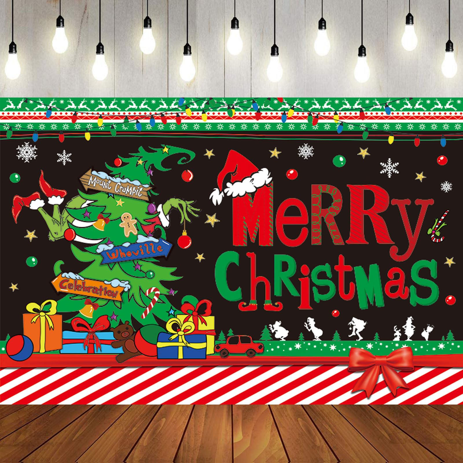 Amazon.com : Merry Christmas Backdrop Christmas Party Decoration ...