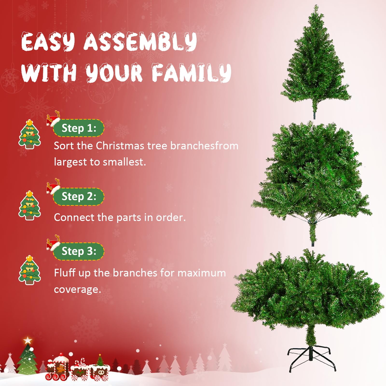 6FT Christmas Tree, Artificial Christmas Trees Quick Assembly Suitable ...