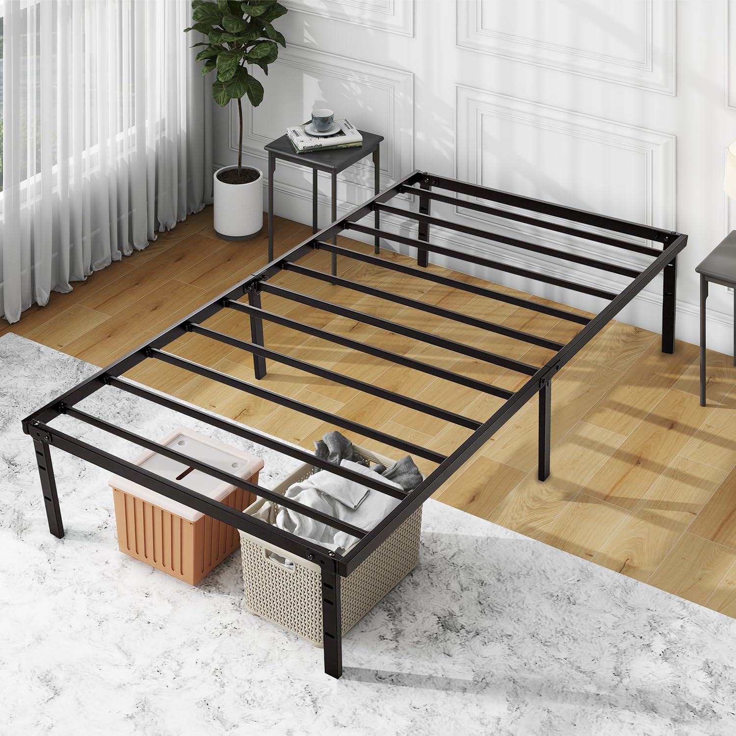 Amazon.com: Twin Size Bed Frame Metal Platform Sturdy Steel Frame, 14 ...