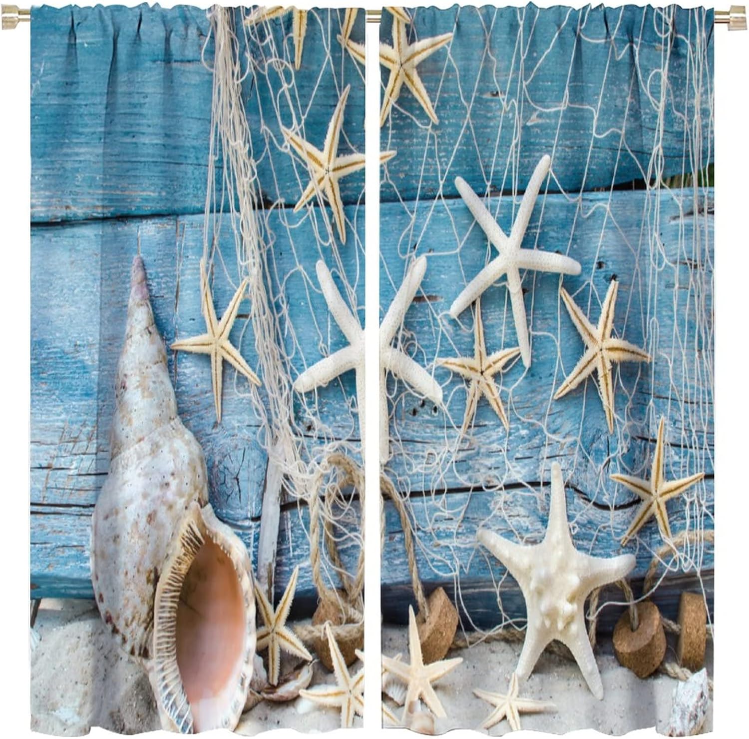 Amazon.com: JESTRONRY Seashell Window Curtain,Holiday Summer Beach ...