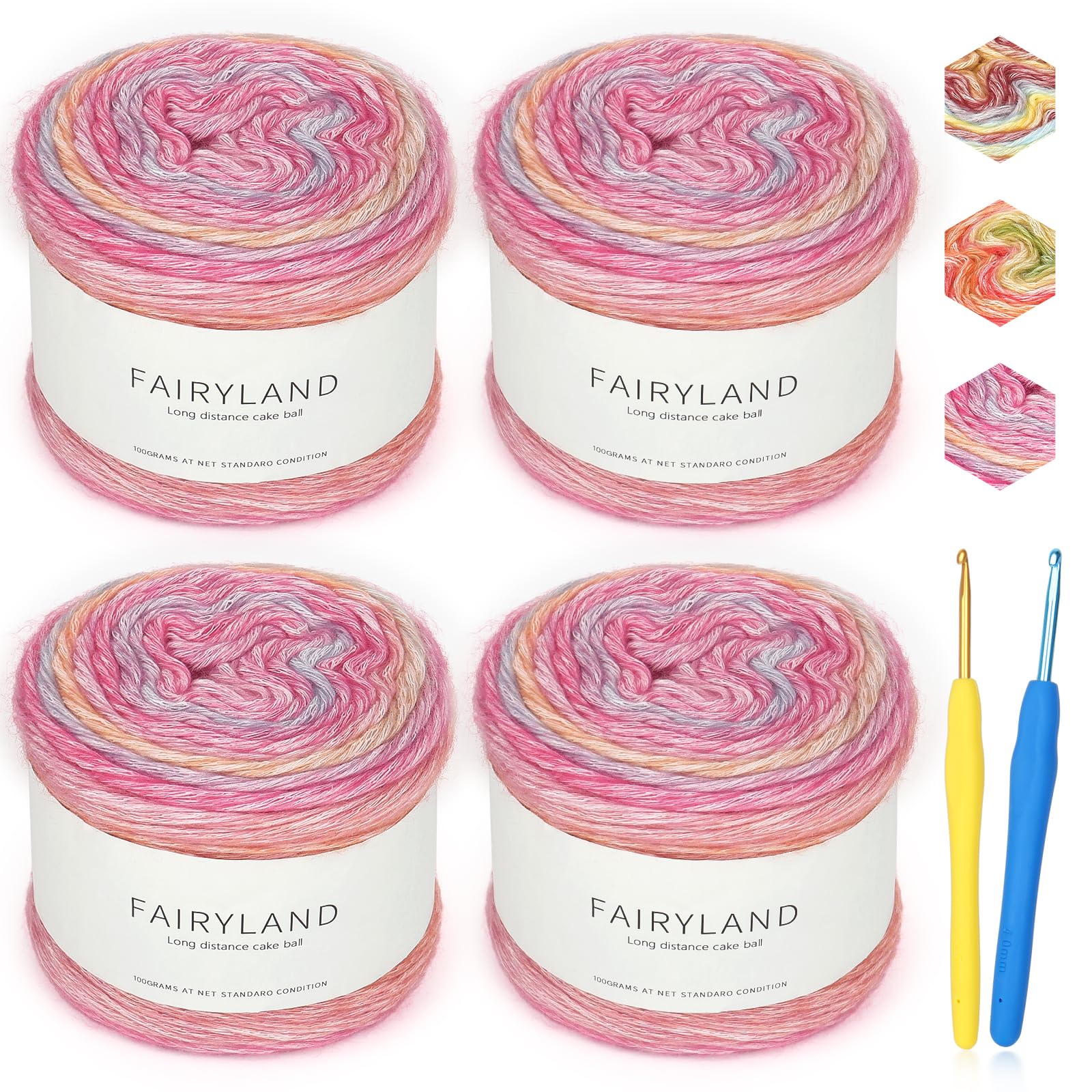 Reessy Crochet Yarn, 4100g Gradient Yarn for Crochet, Multicolor Yarn ...