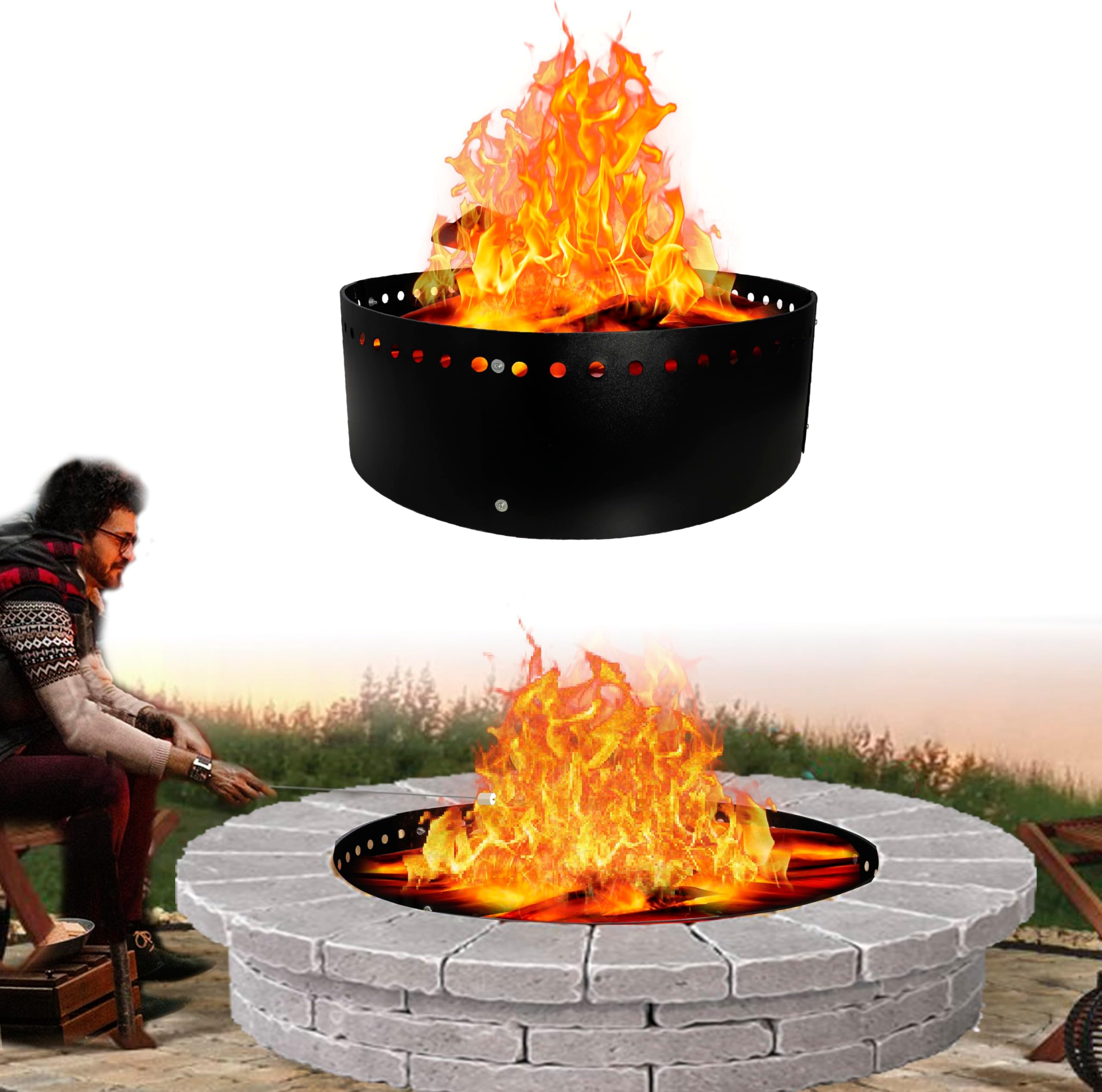 Amazon.com: FEBTECH Fire Rings for Outdoors Heavy Duty – Fire Pit Ring ...