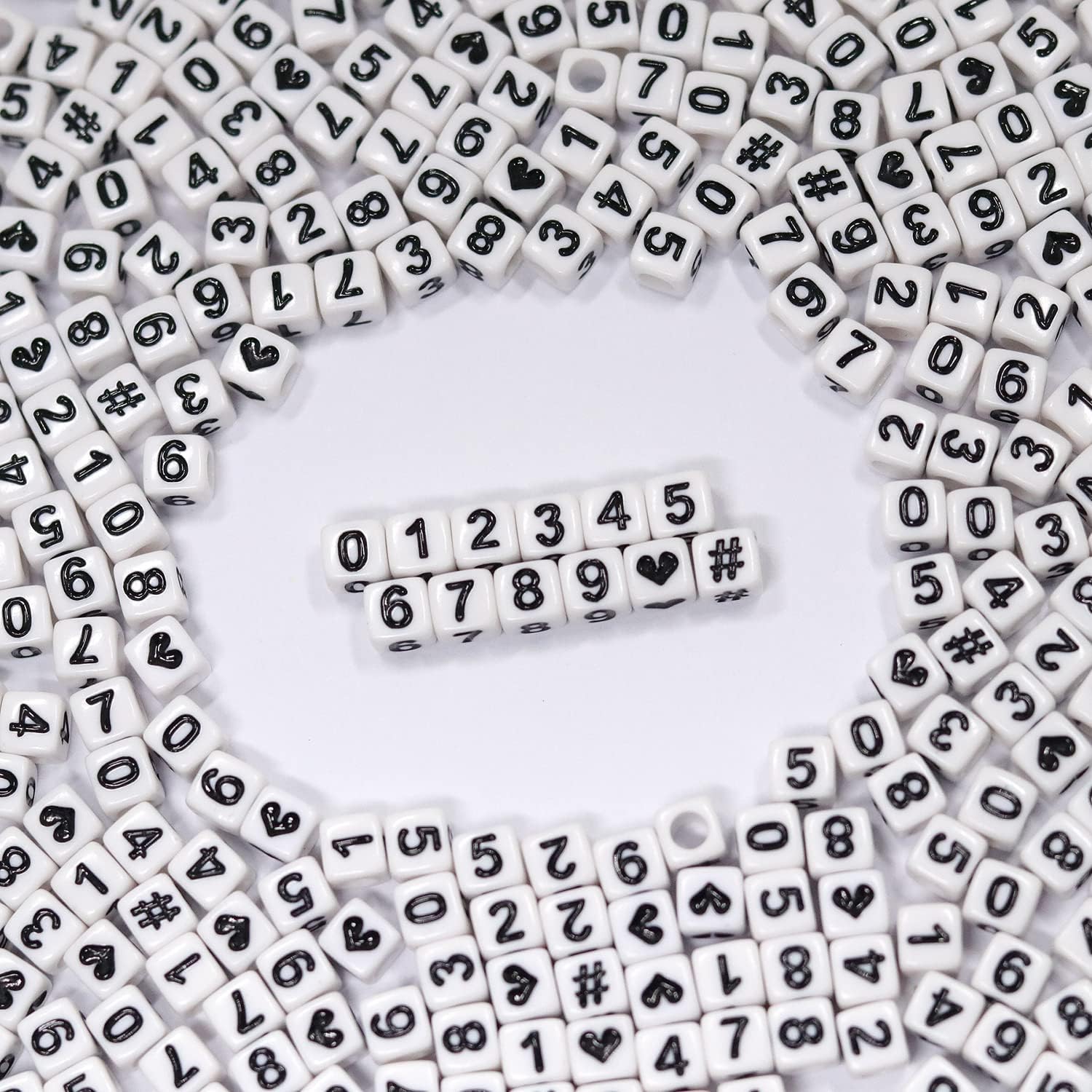 Amazon.com: Gresorth 800 PCS White Cube Acrylic Number Beads Black ...