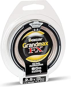 Seaguar Grand Max FX #3.5 60m, 0.310mm. 100% Fluorocarbon fishing leader line : Amazon.co.uk ...