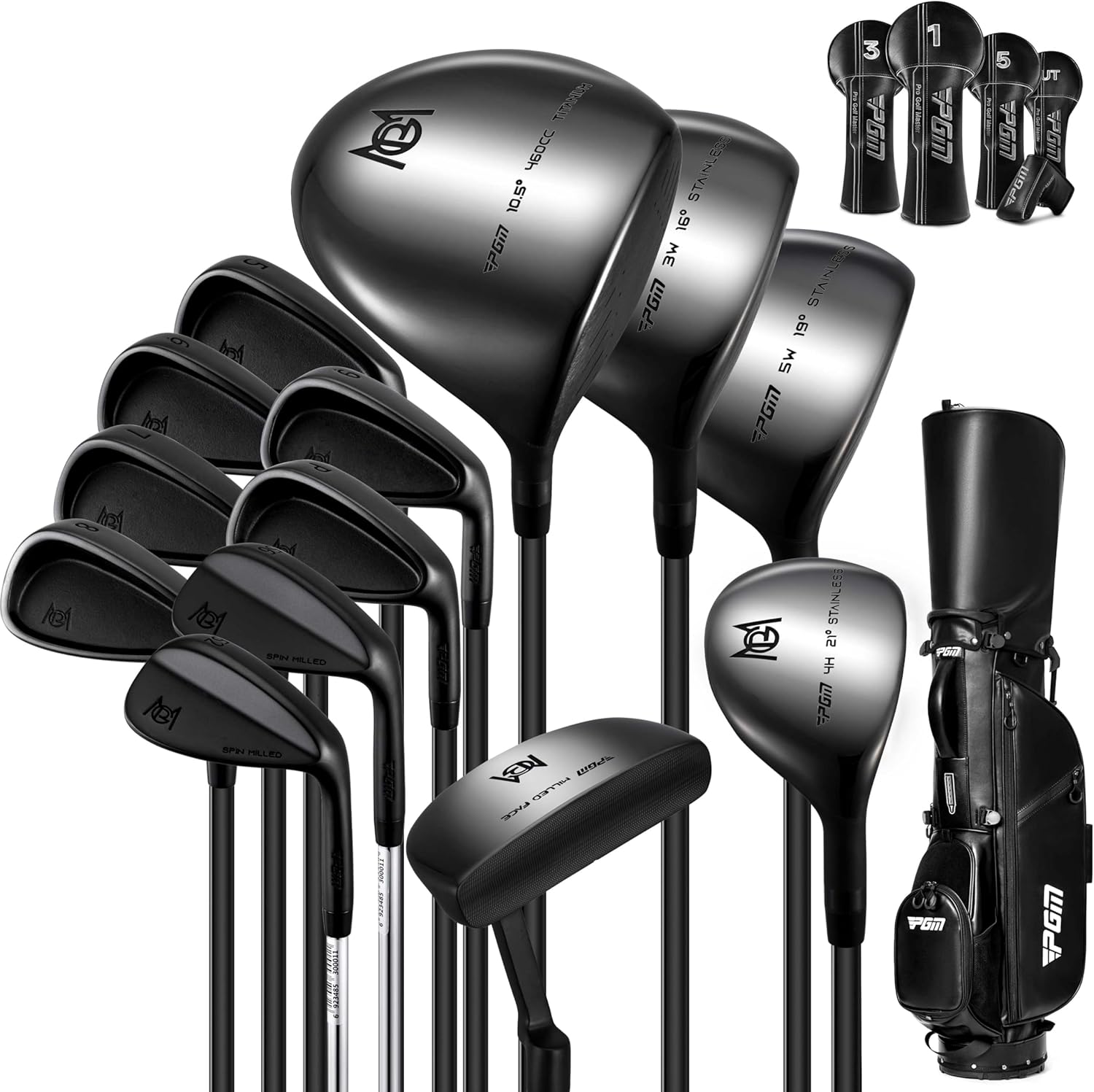PGM 13 Piece Men's Complete Golf Club Sets - Ultra-Thin Face Titanium Driver (0.85+ COR), High ...