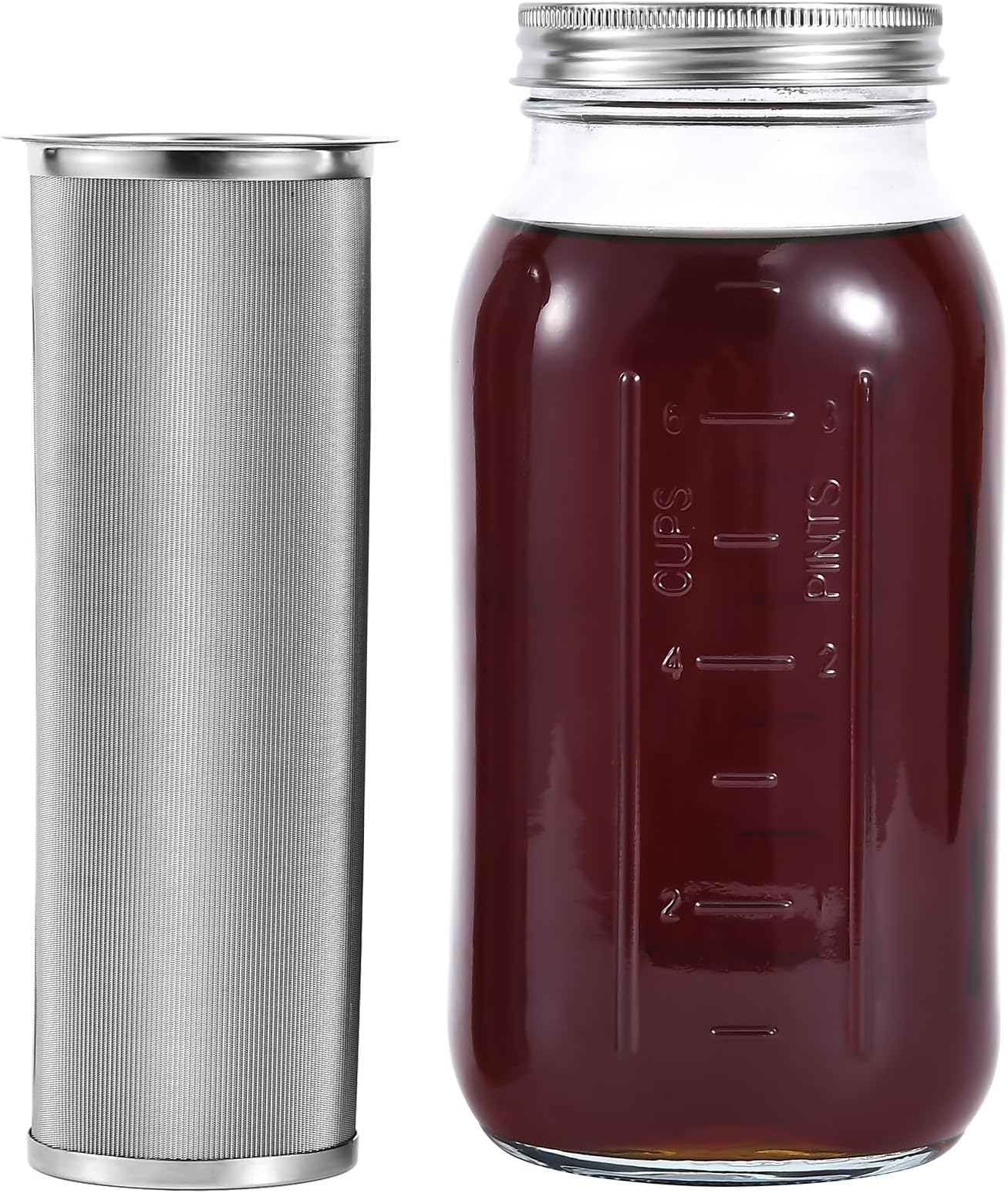 Amazon.com: Cold Brew Coffee Maker for Wide Mouth Mason Jar - Stainless ...