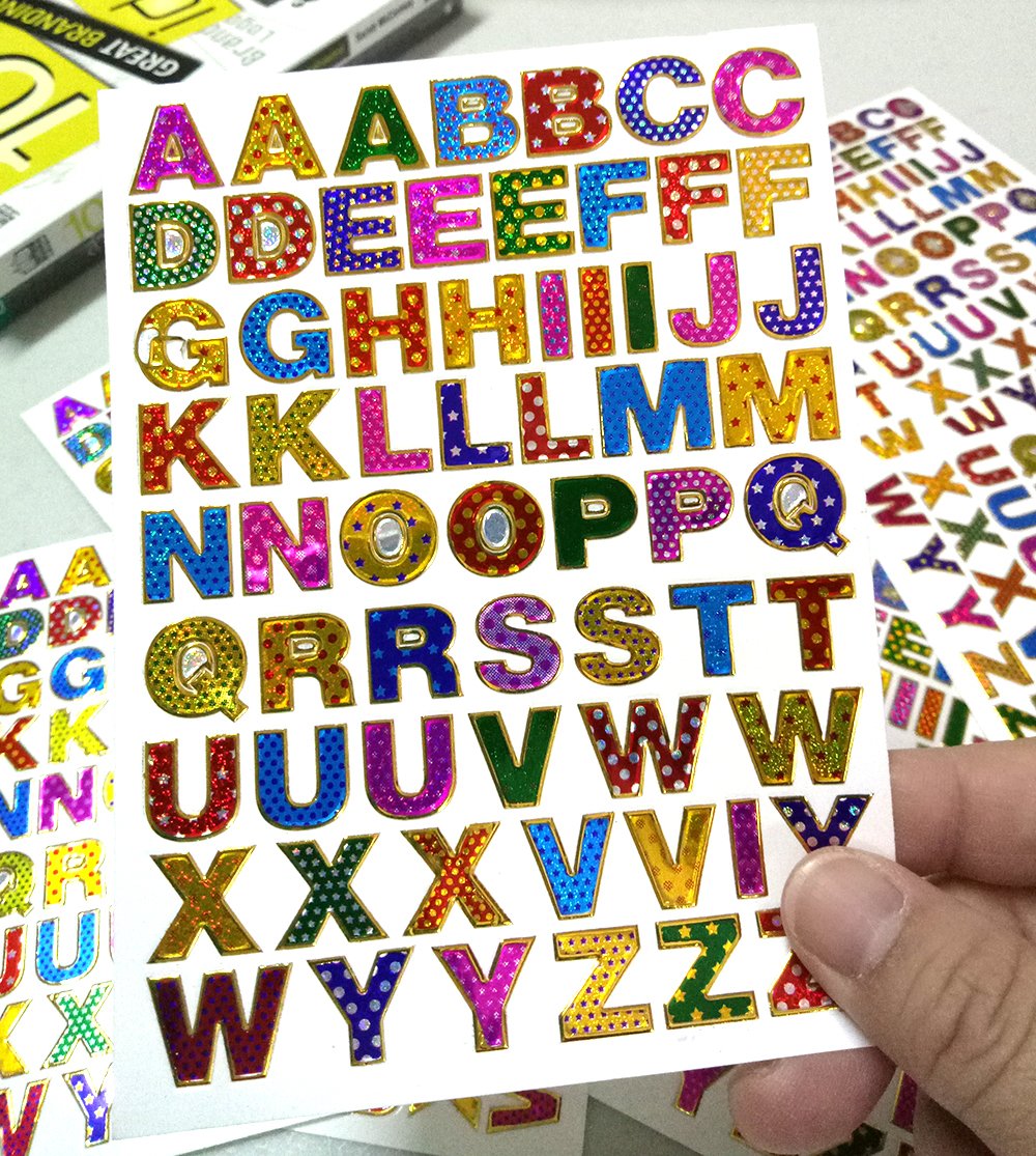Glitter Letters 435-Piece Pink Glitter Letter Stickers - 1 Inch Cursive ...