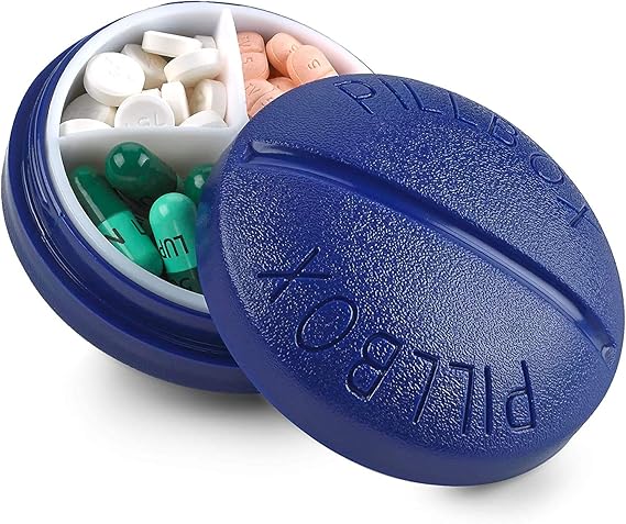 Amazon.com: Pill Box Round for Travel - Mini Compact Portable 4 ...