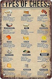 Amazon.com: Metal Tin Signs Types Of Cheese Print Metal Sign Cheese ...